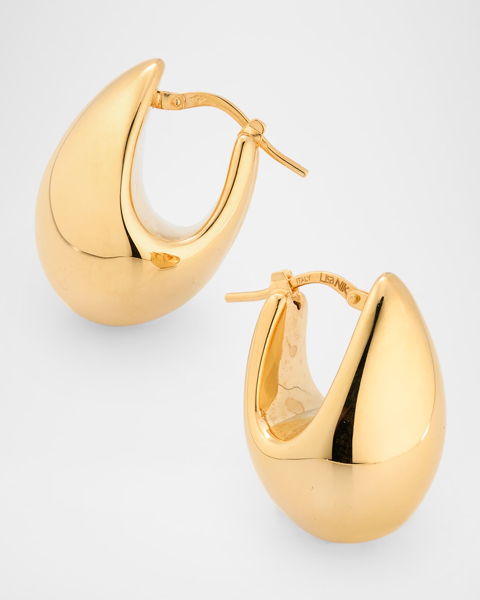 Lisa Nik Golden Dreams 18K Yellow Gold Pear-Shape Puff Hoop Earrings ...