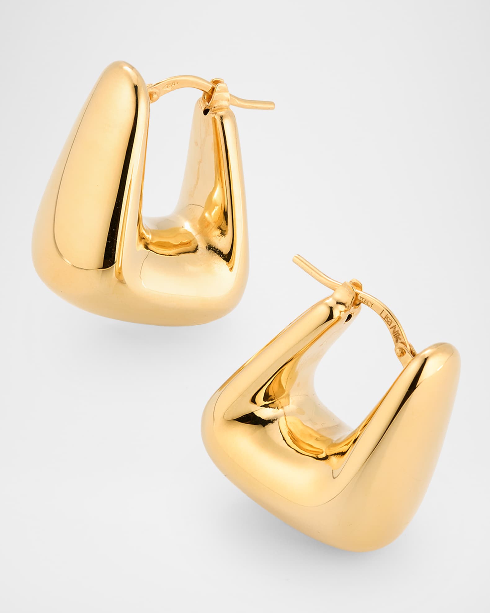 Lisa Nik Golden Dreams 18K Yellow Gold Squared Puff Hoop Earrings | Neiman Marcus