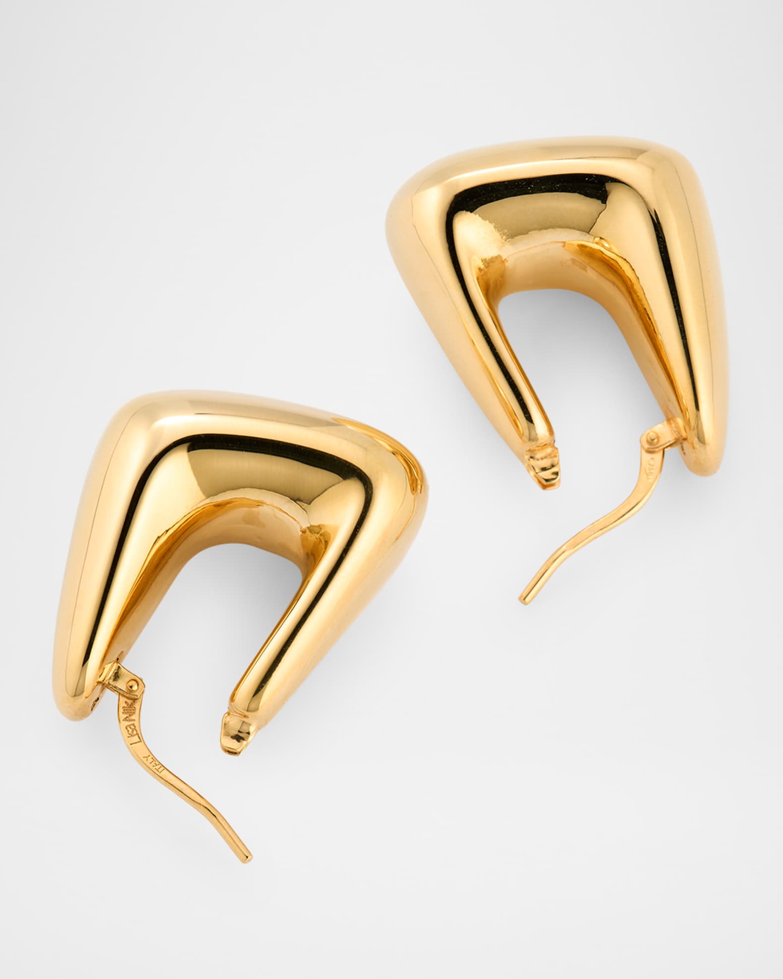 Lisa Nik Golden Dreams 18K Yellow Gold Squared Puff Hoop Earrings ...