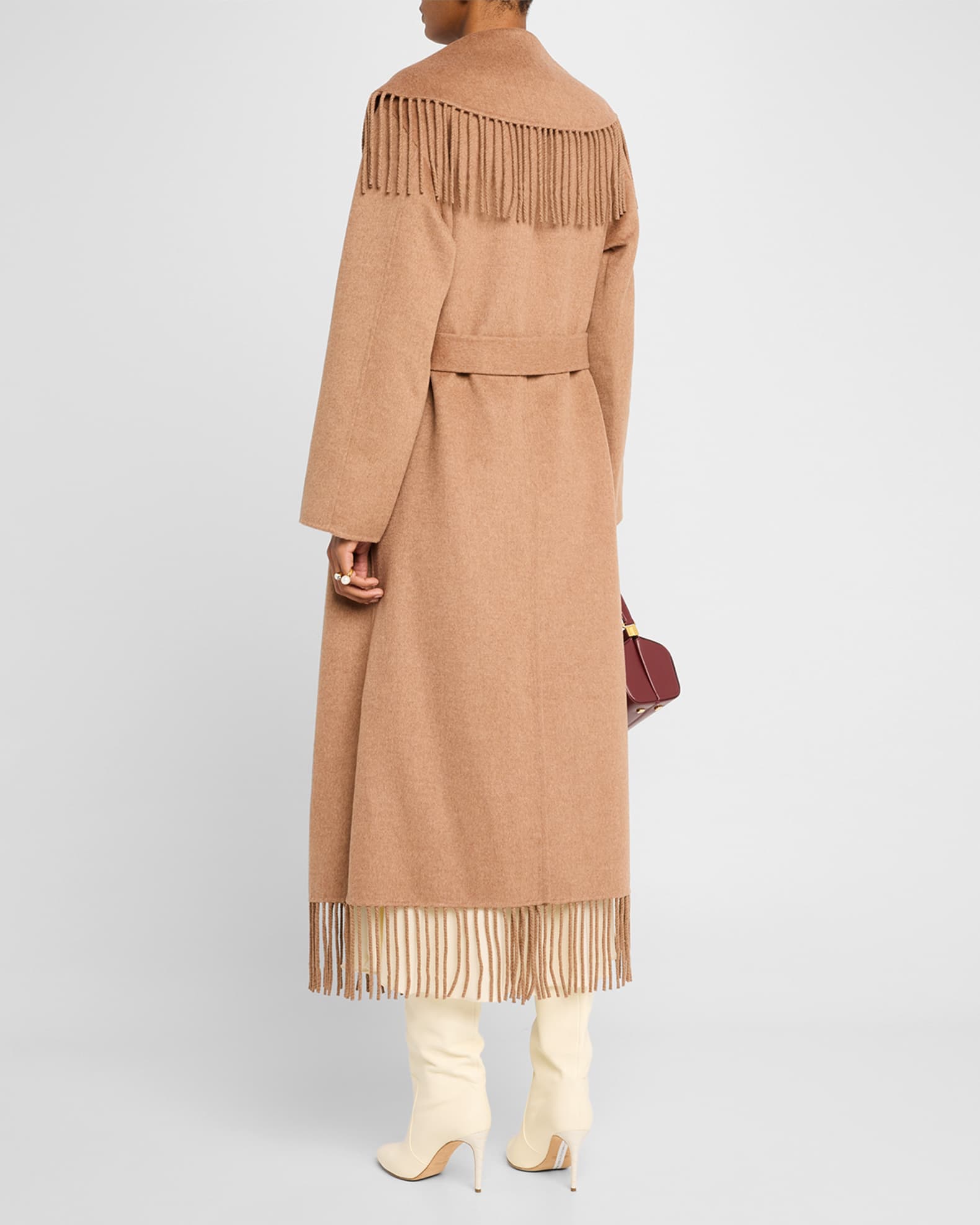 SIMKHAI Carrie Belted Fringe Robe Coat | Neiman Marcus