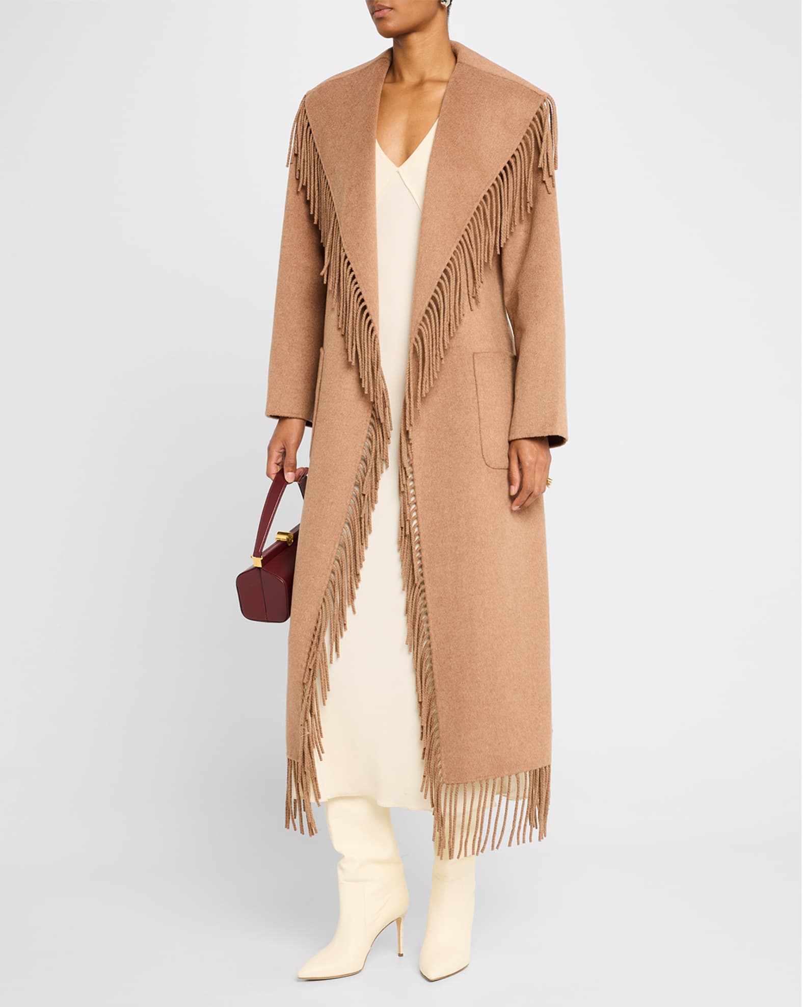 SIMKHAI Carrie Belted Fringe Robe Coat | Neiman Marcus
