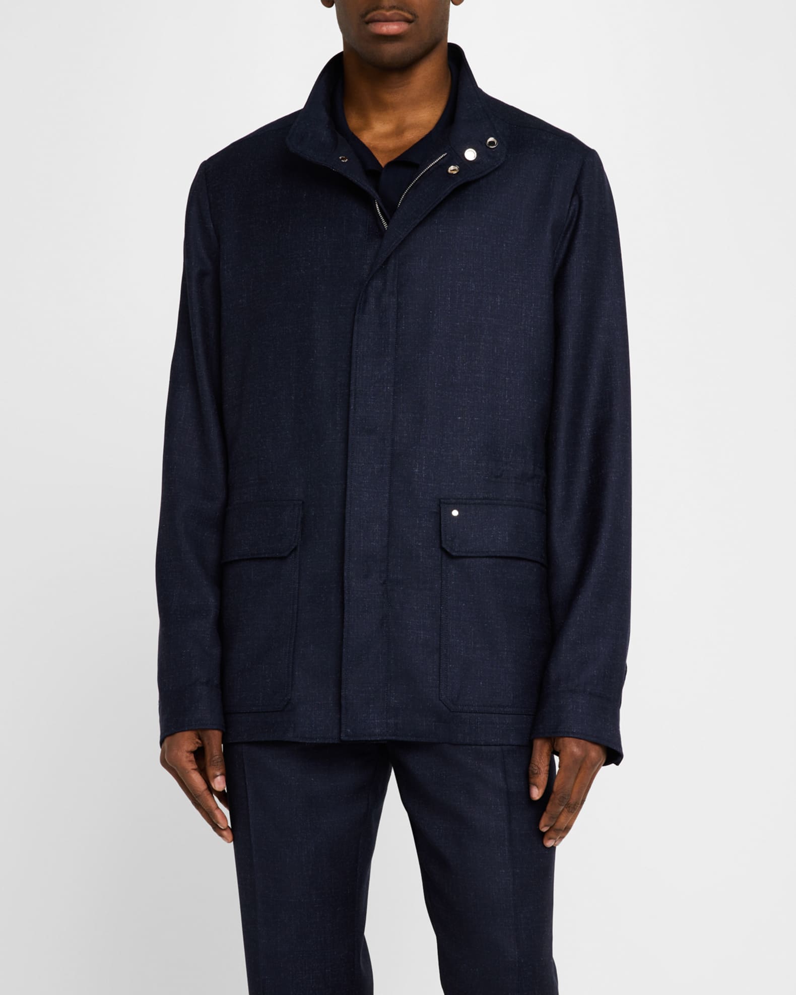Stefano Ricci Men's Covered-Zip Pocket Car Coat | Neiman Marcus