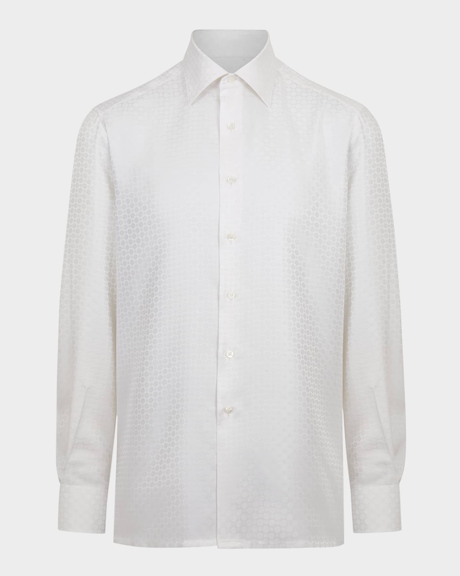 Stefano Ricci Men's Silk Geometric Jacquard Dress Shirt | Neiman Marcus