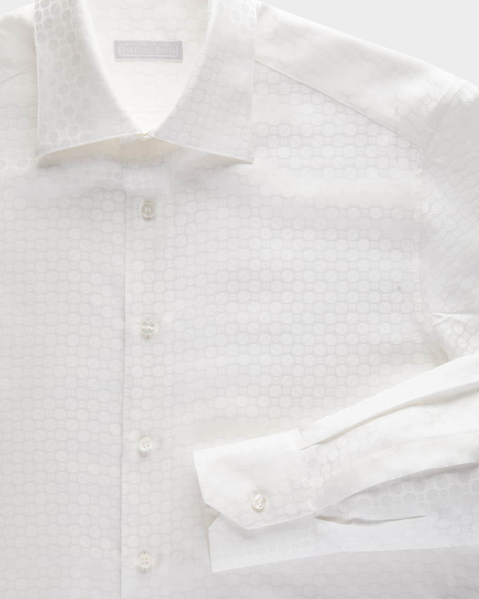 Stefano Ricci Men's Silk Geometric Jacquard Dress Shirt | Neiman Marcus