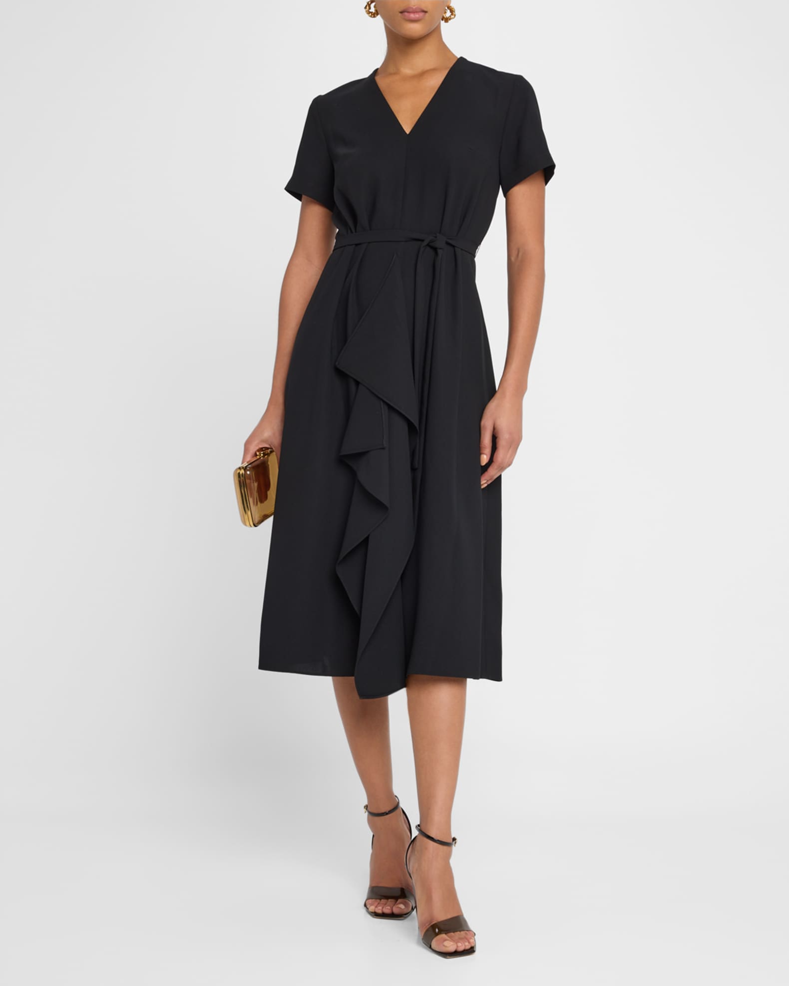 E.Stott Dylan A-Line Ruffle Midi Dress | Neiman Marcus