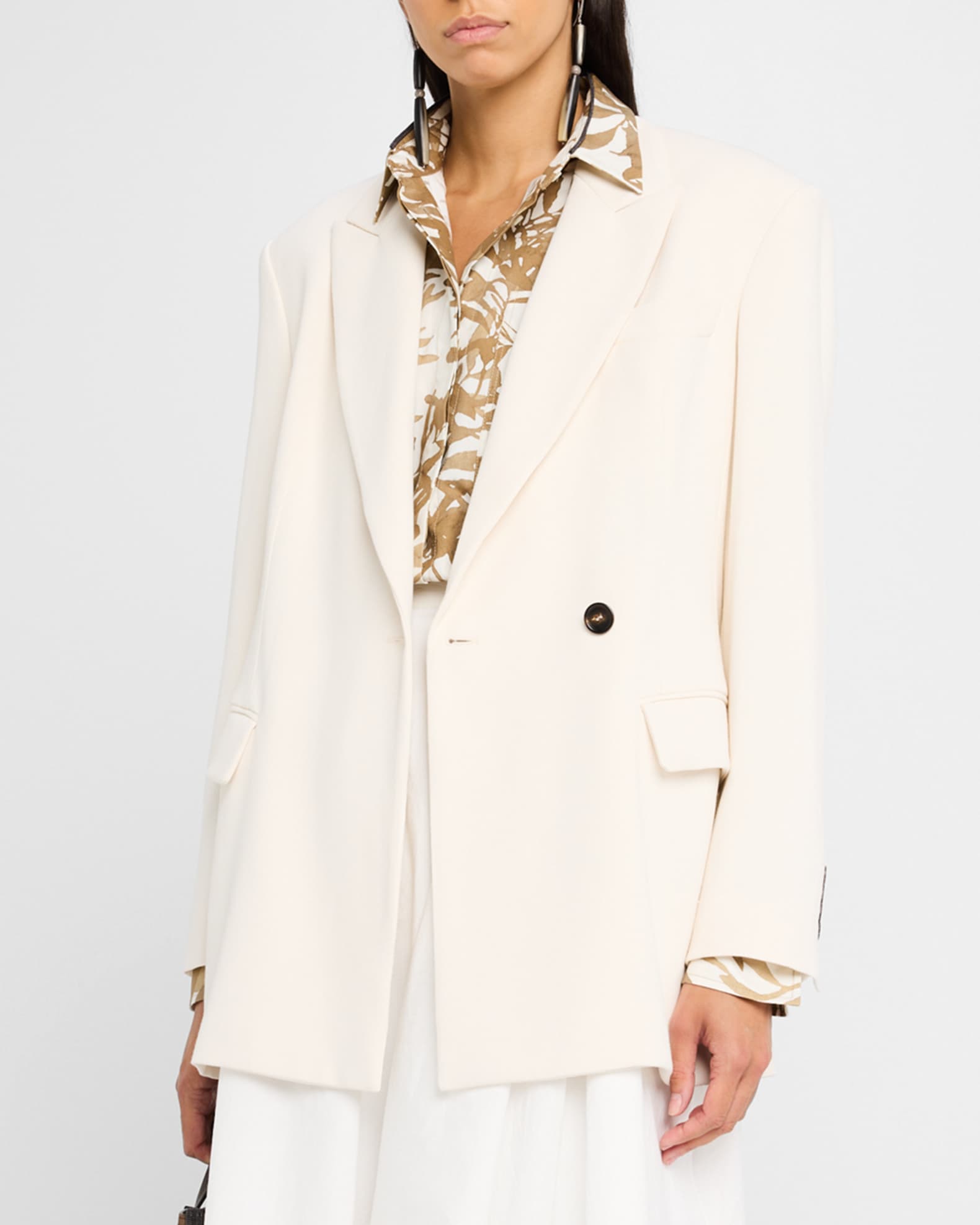 Brunello Cucinelli Diagonal Button-Front Viscose Blazer | Neiman Marcus