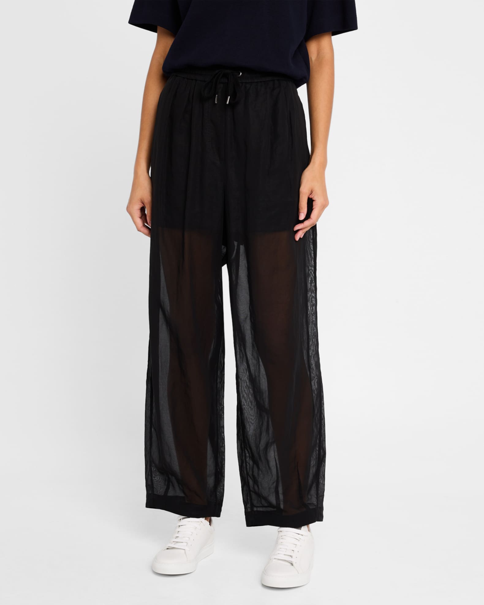 Brunello Cucinelli Drawstring Cotton Gauze Track Pants | Neiman Marcus