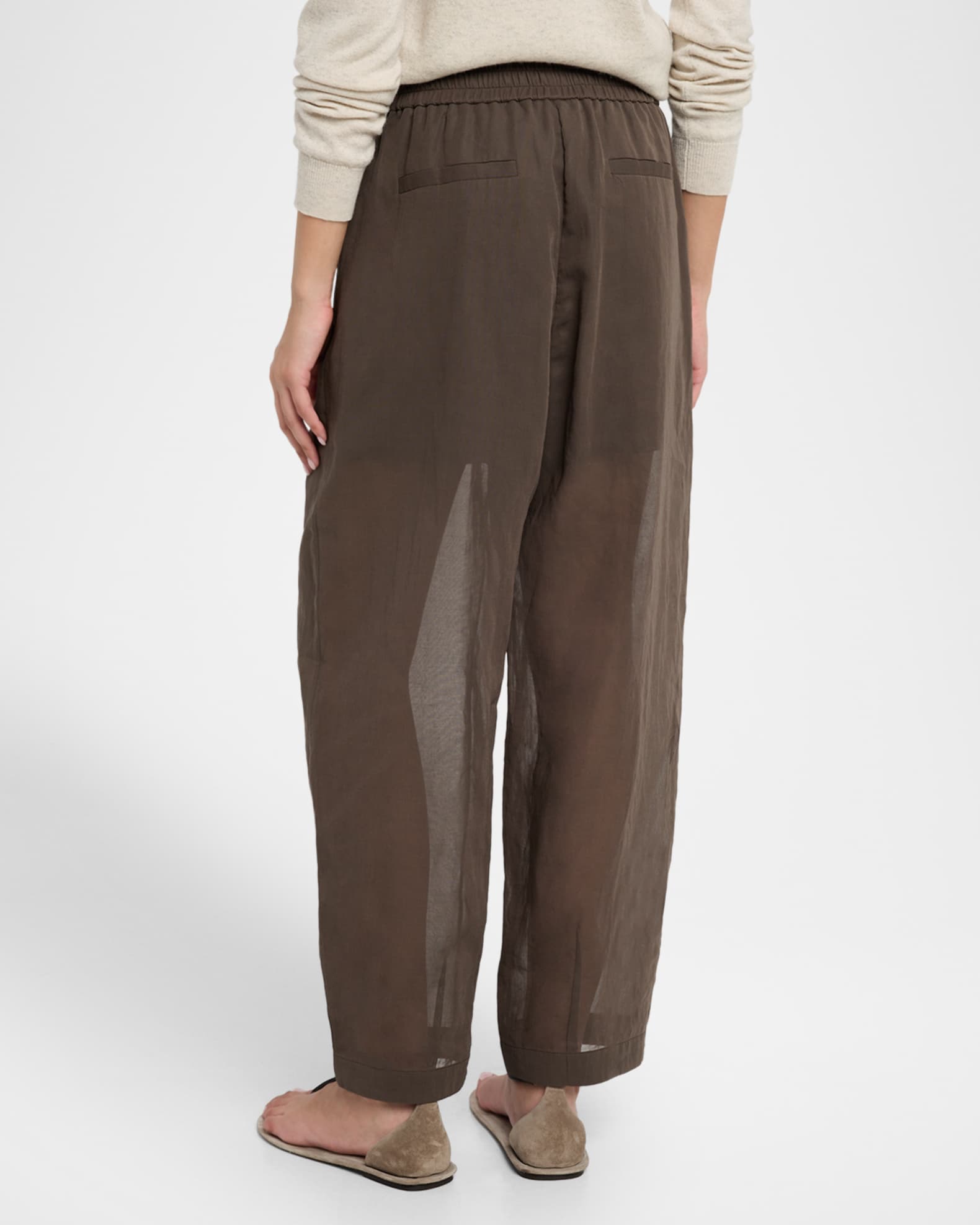 Brunello Cucinelli Drawstring Cotton Gauze Track Pants | Neiman Marcus