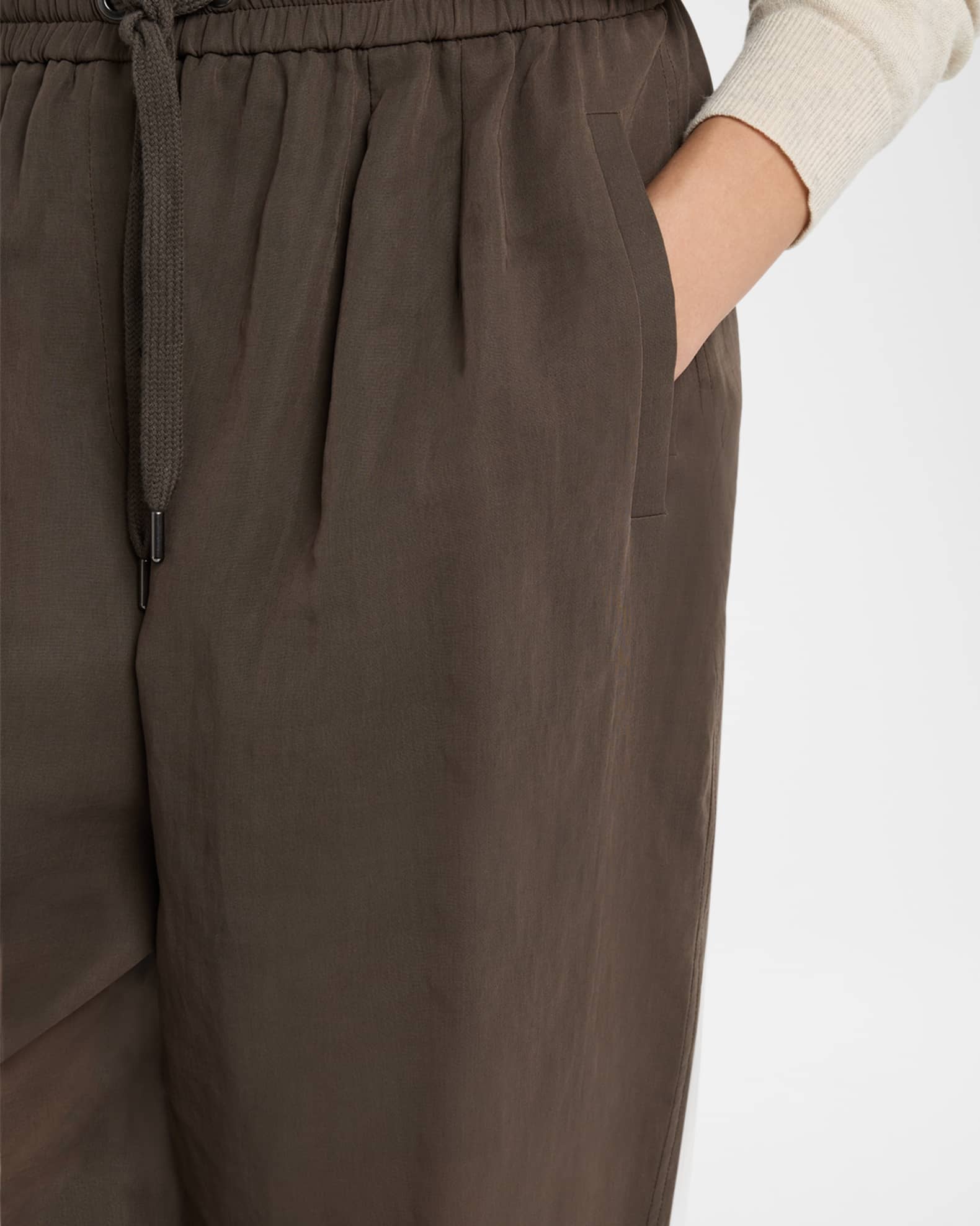 Brunello Cucinelli Drawstring Cotton Gauze Track Pants | Neiman Marcus
