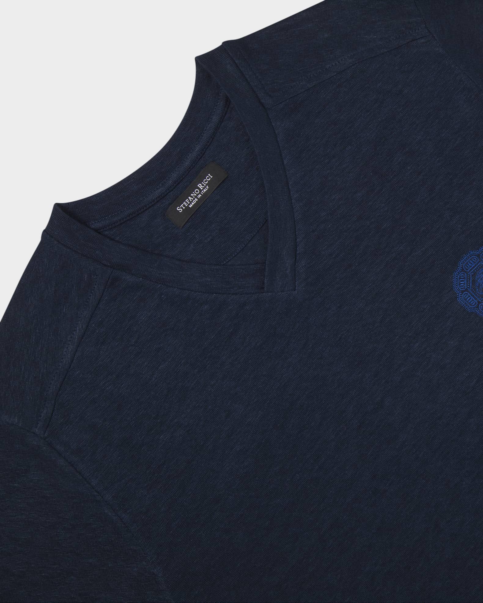 Stefano Ricci Men's Linen Long-Sleeve Logo T-Shirt | Neiman Marcus