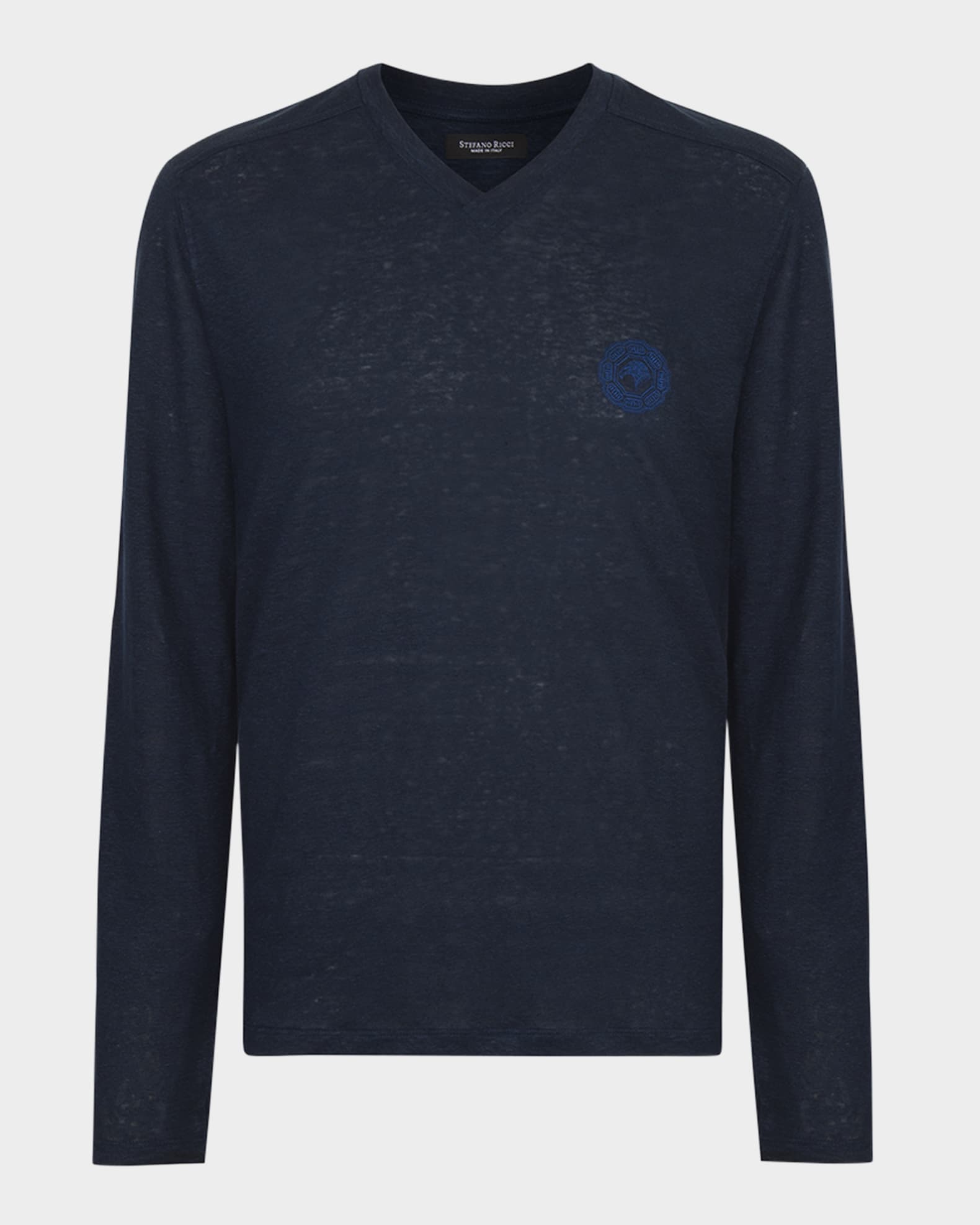 Stefano Ricci Men's Linen Long-Sleeve Logo T-Shirt | Neiman Marcus