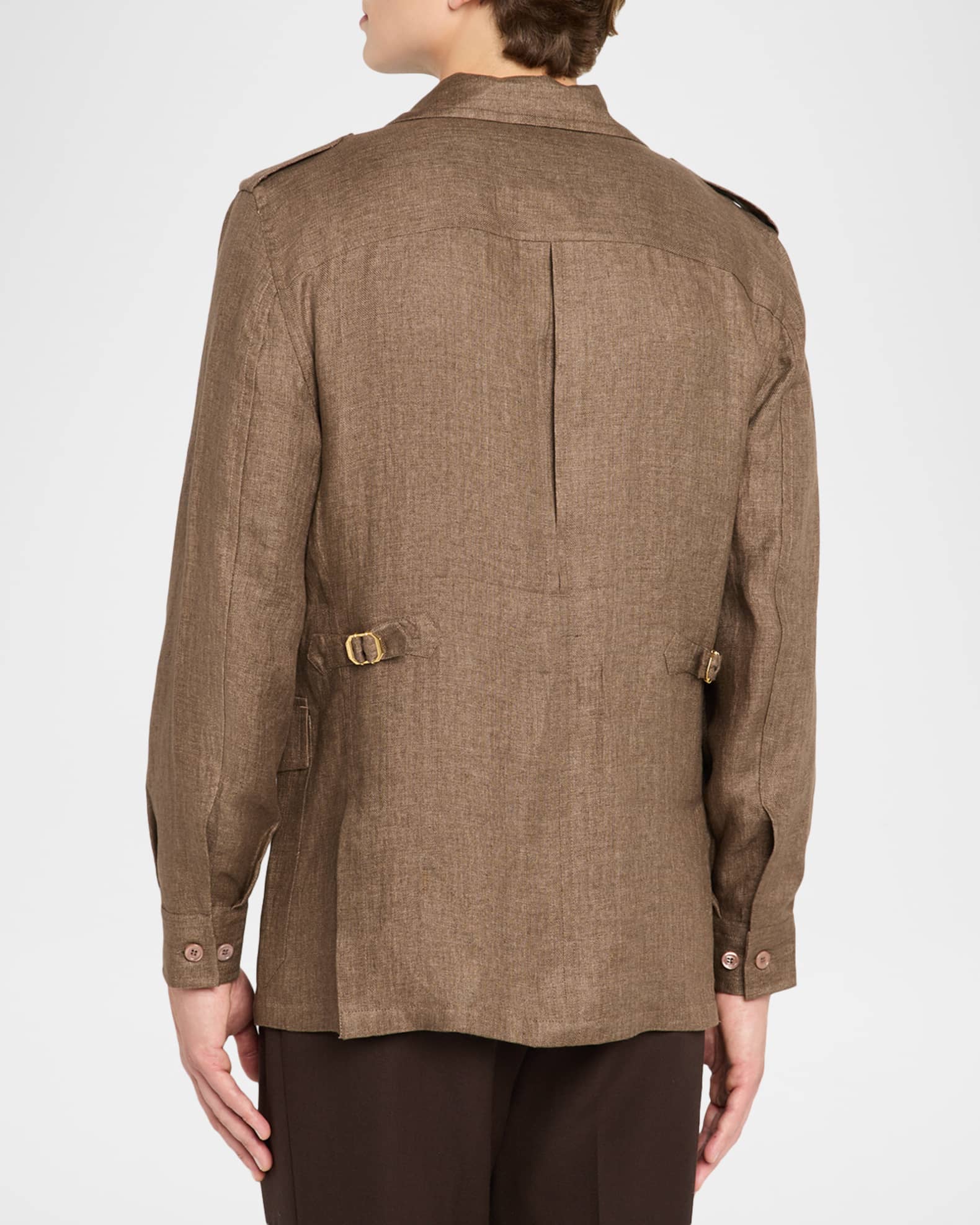 Stefano Ricci Men's Sahara Linen Safari Jacket | Neiman Marcus
