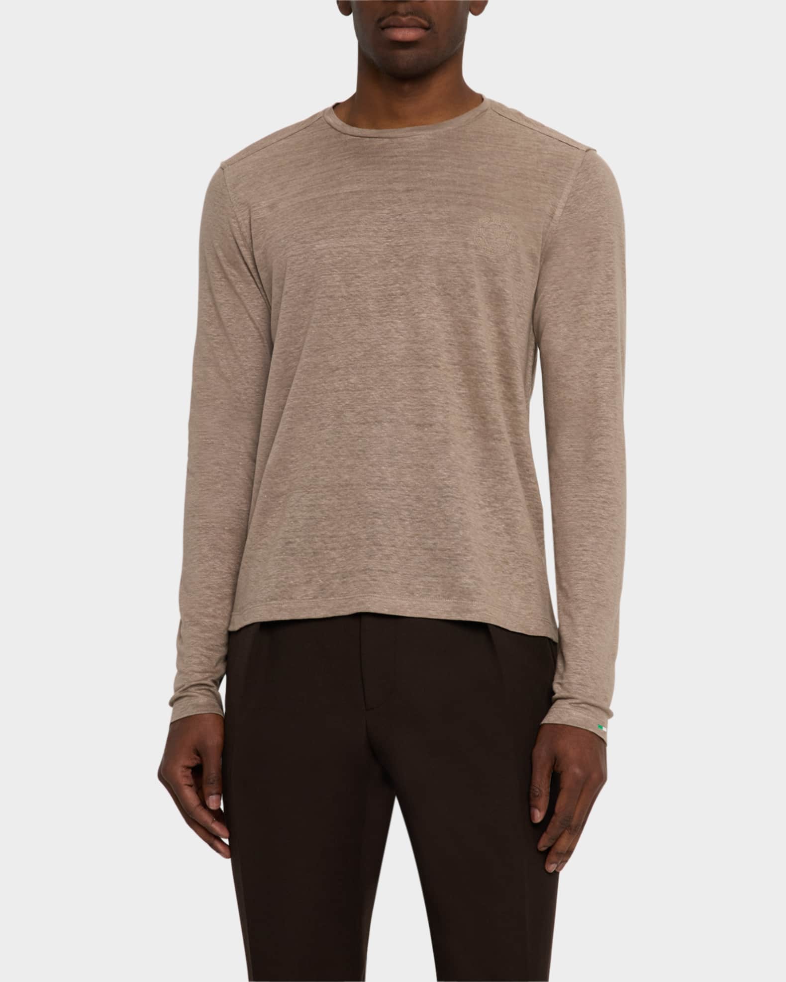 Stefano Ricci Men's Linen Long-Sleeve T-Shirt | Neiman Marcus
