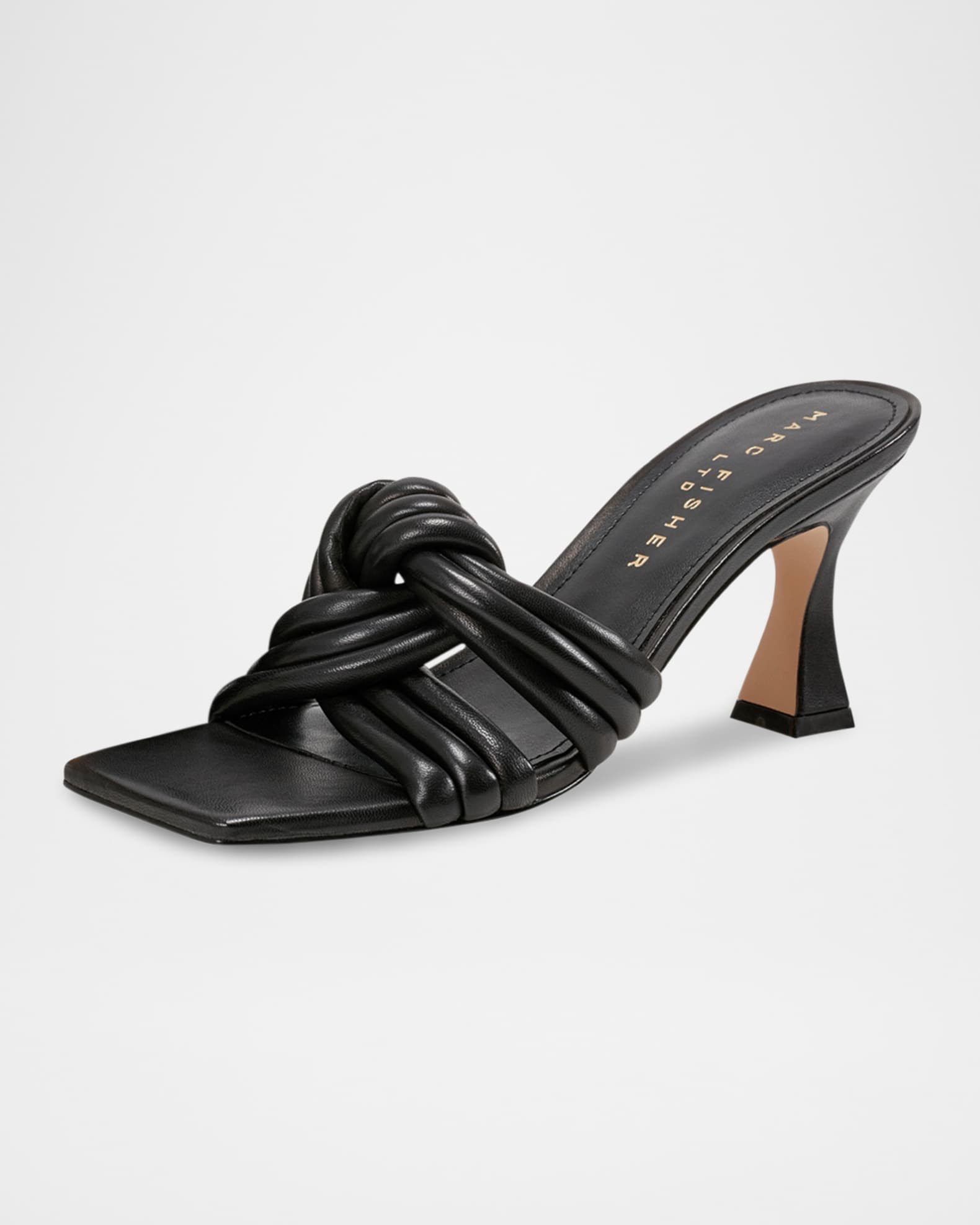 Marc Fisher LTD Dru Leather Knot Slide Sandals | Neiman Marcus
