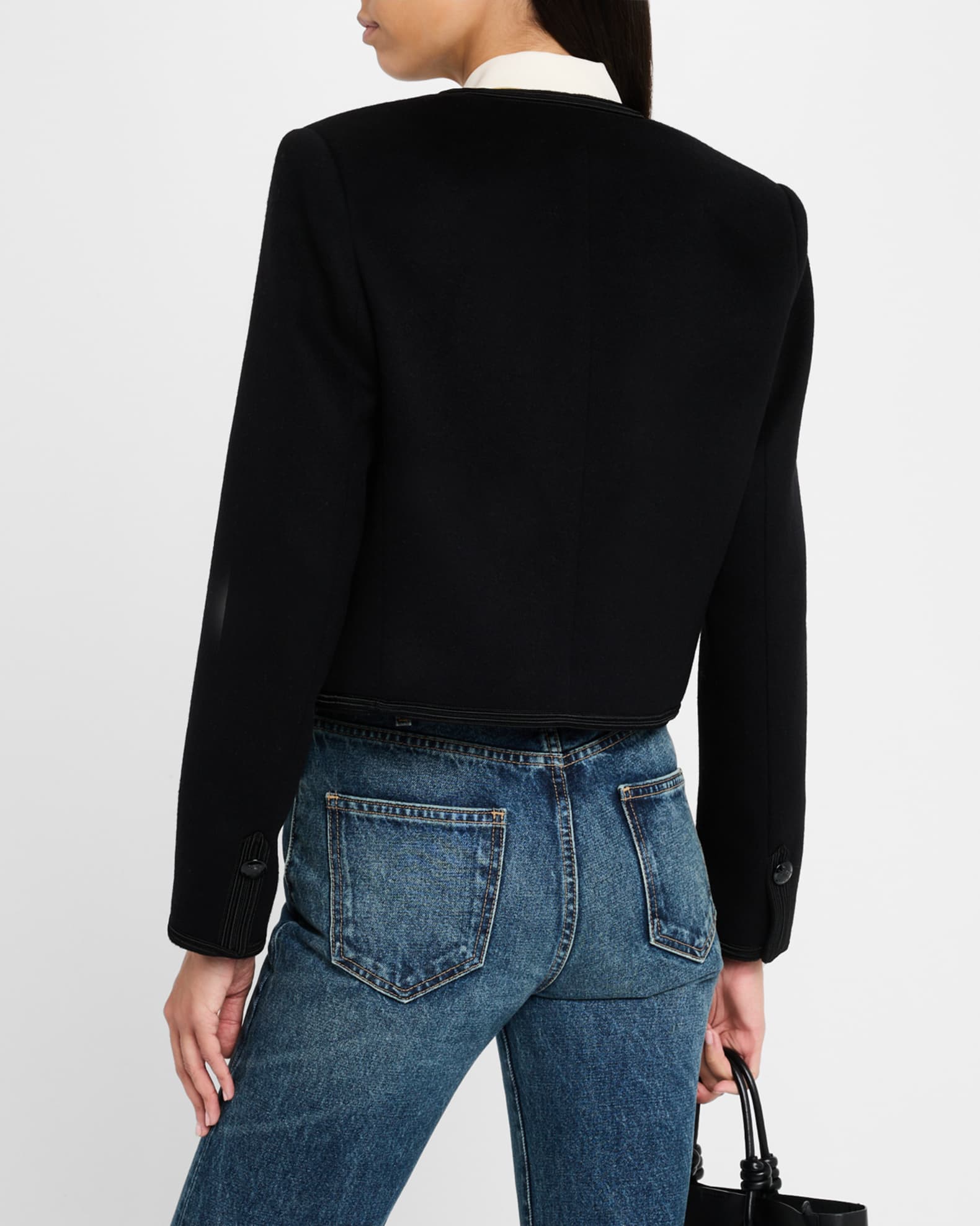 Nili Lotan Joni Open-Front Shrunken Virgin Wool Jacket | Neiman Marcus