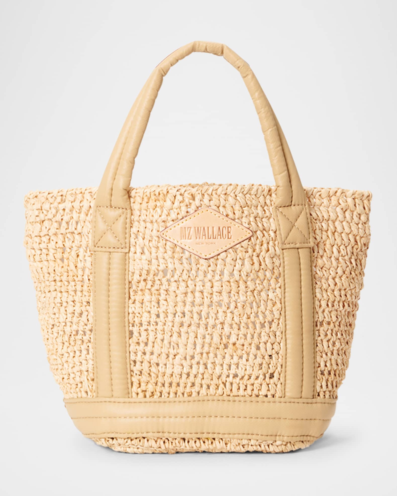 MZ WALLACE Mini Raffia & Leather Tote Bag | Neiman Marcus