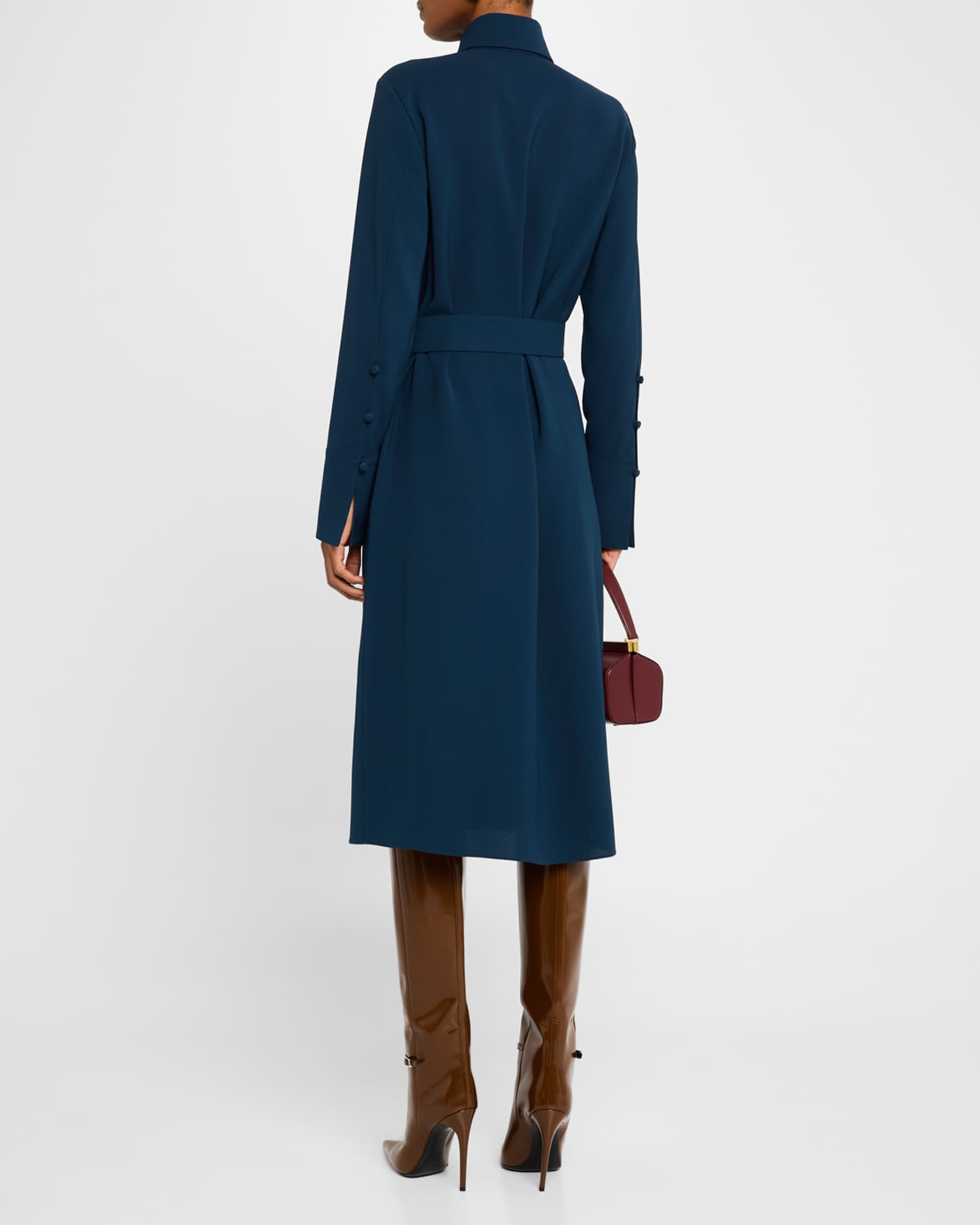 Lafayette 148 New York Belted Split-Cuff Shirtdress | Neiman Marcus