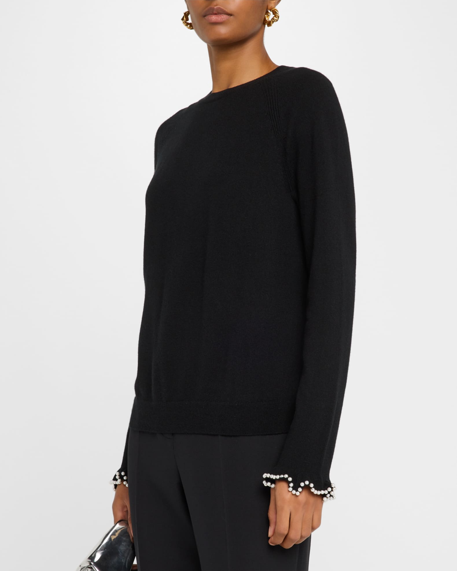 Lafayette 148 New York Bead-Trim Cashmere Sweater | Neiman Marcus