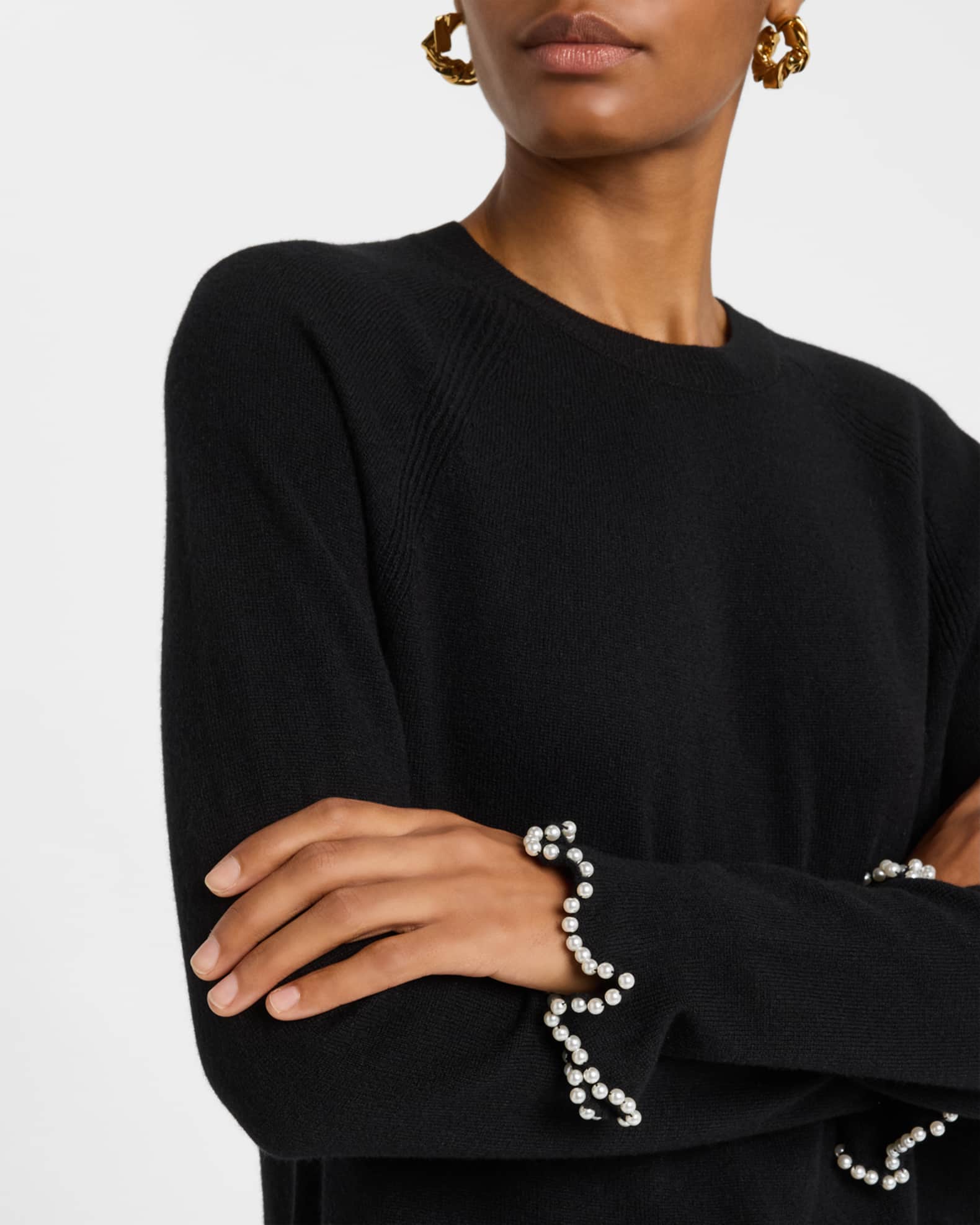 Lafayette 148 New York Bead-Trim Cashmere Sweater | Neiman Marcus