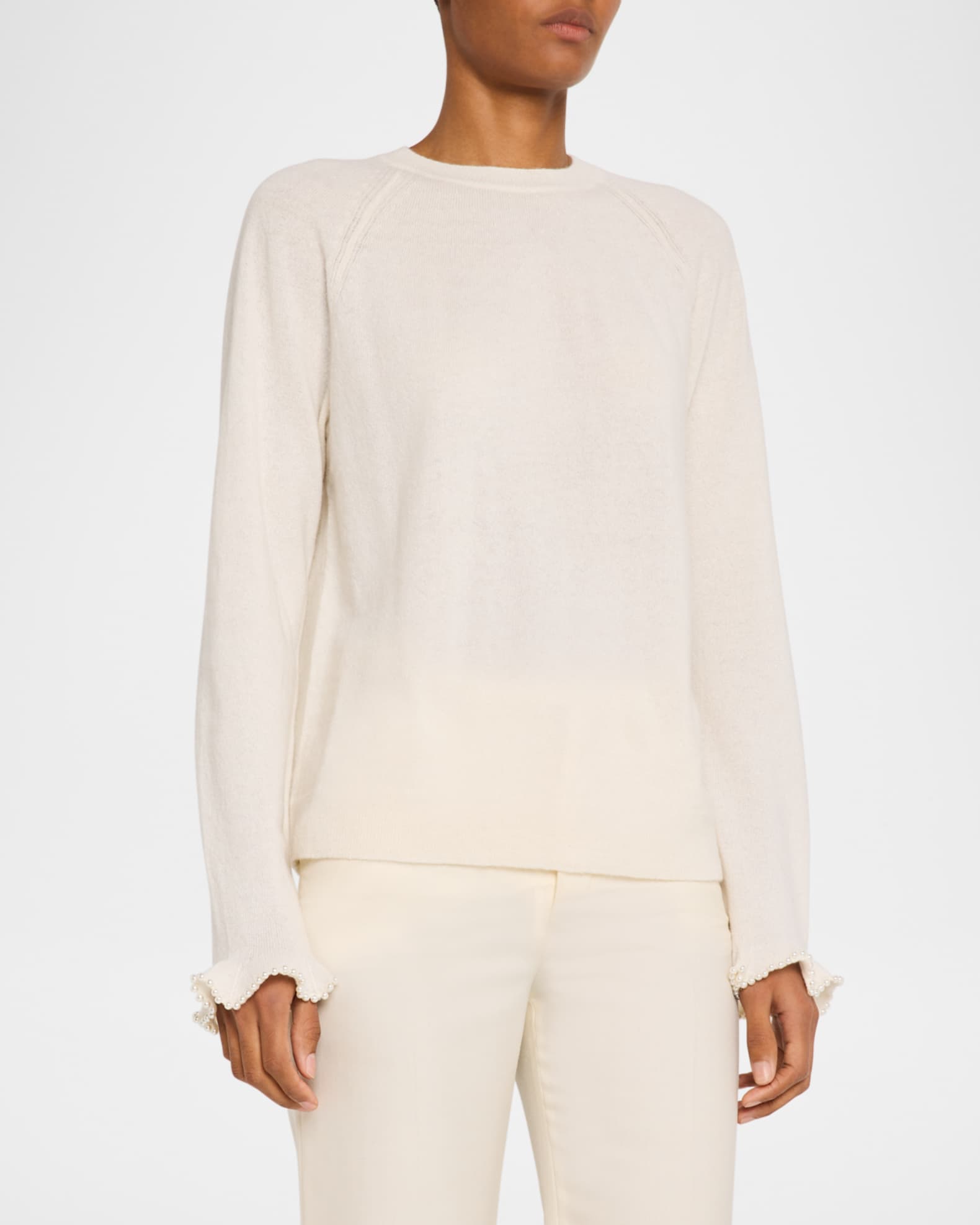 Lafayette 148 New York Bead-Trim Cashmere Sweater | Neiman Marcus