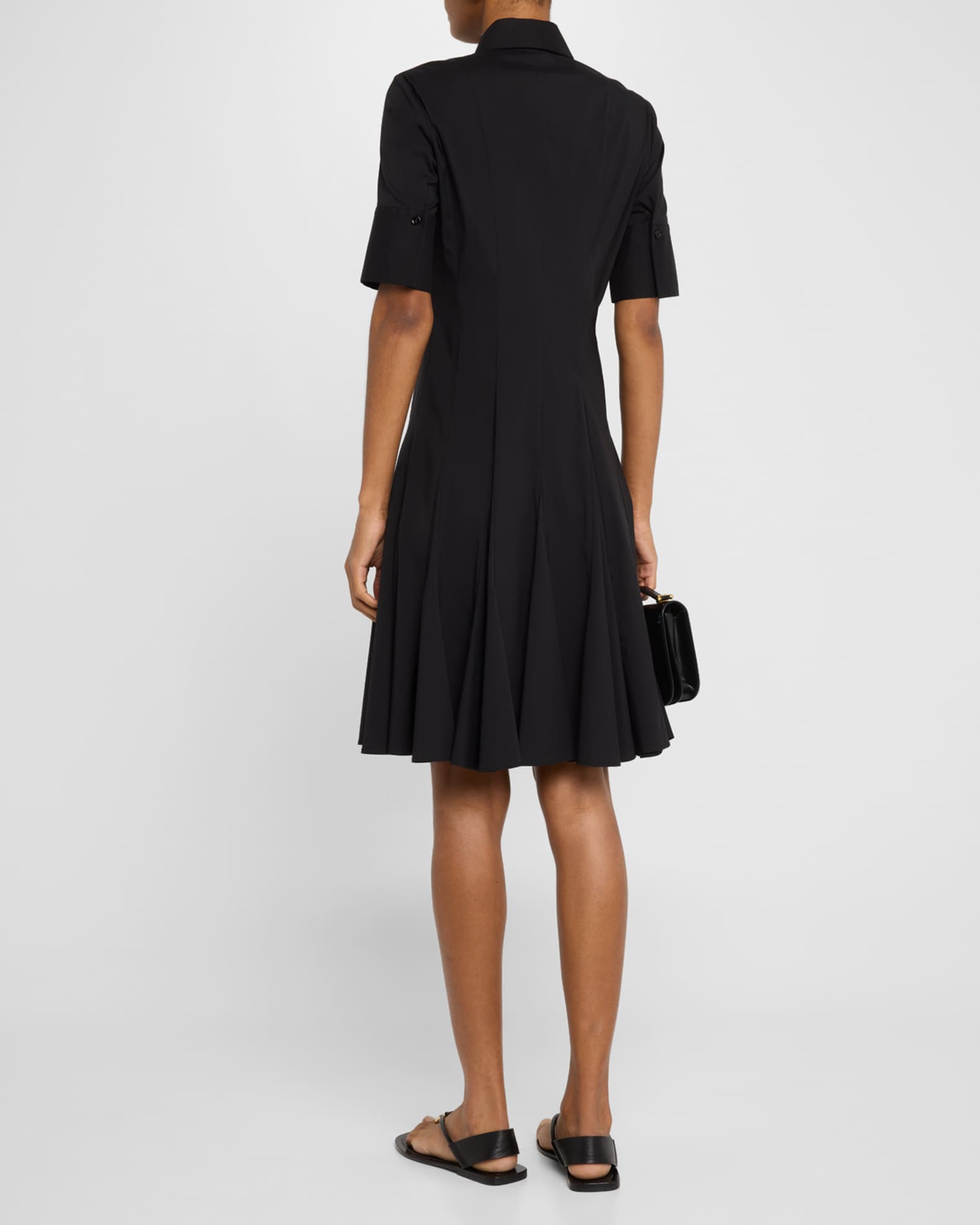 Lafayette 148 New York Elbow-Sleeve Godet Shirtdress | Neiman Marcus