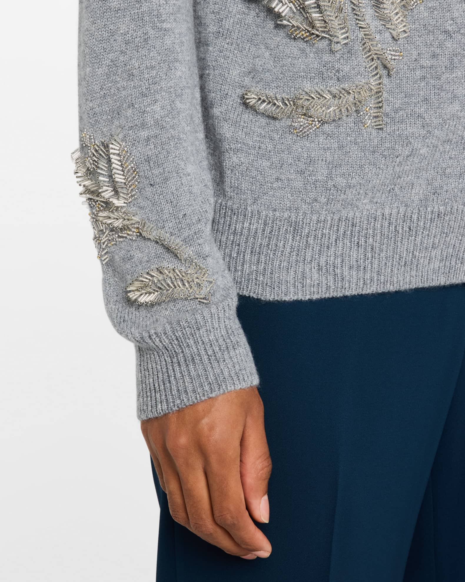 Lafayette 148 New York Floral Beaded Cashmere Cardigan | Neiman Marcus