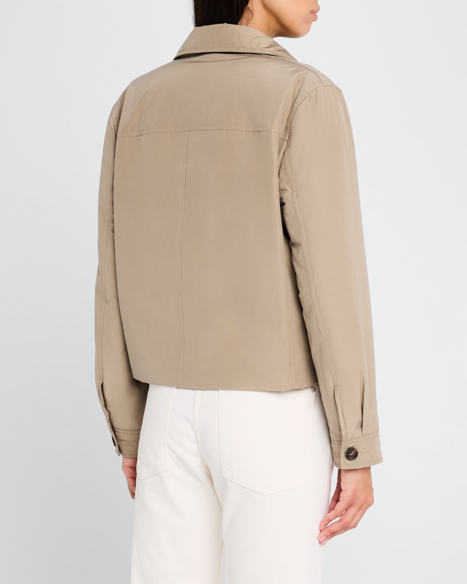 Brunello Cucinelli Lightweight Taffeta Double-Breasted Short Jacket ...