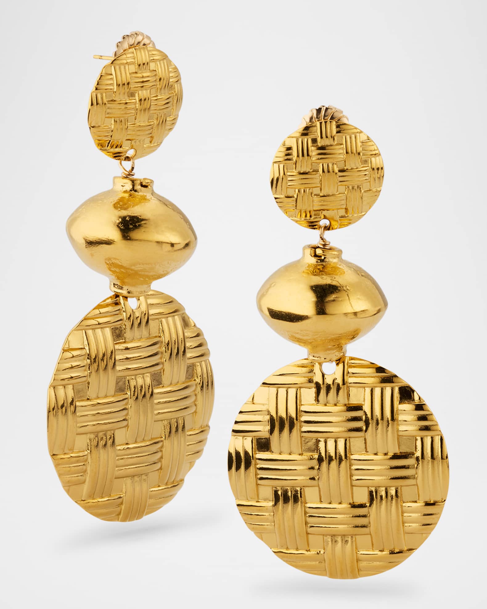 Devon Leigh Weaved Gold Drop Post Earrings | Neiman Marcus