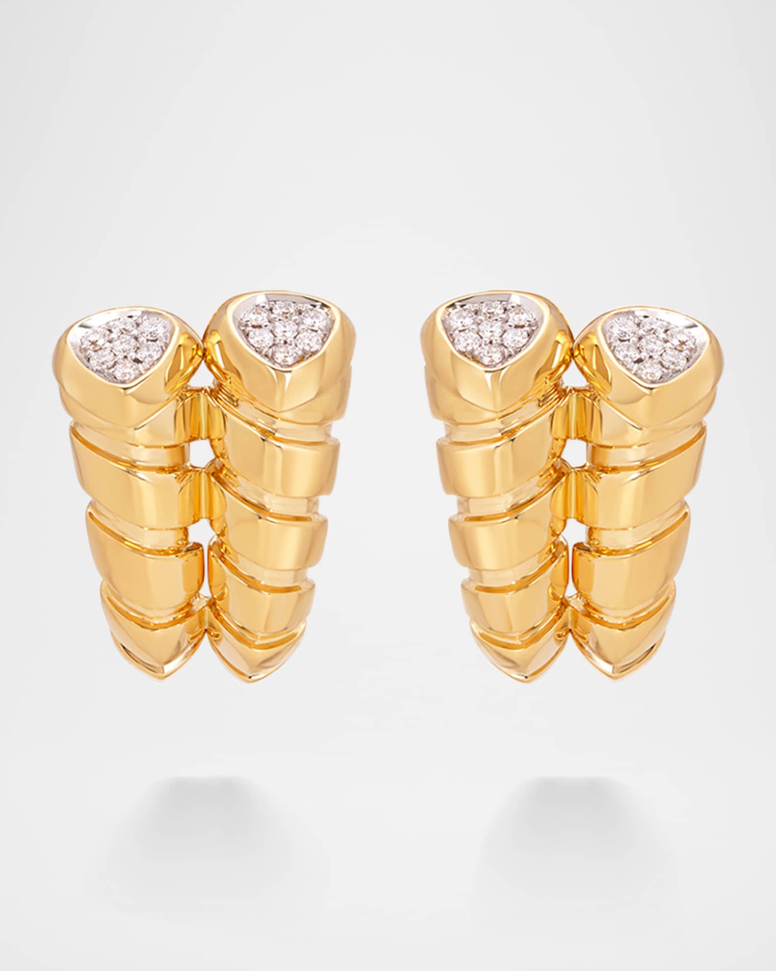 Marina B 18K Yellow Gold Trisolina Diamond Cuff Earrings | Neiman Marcus