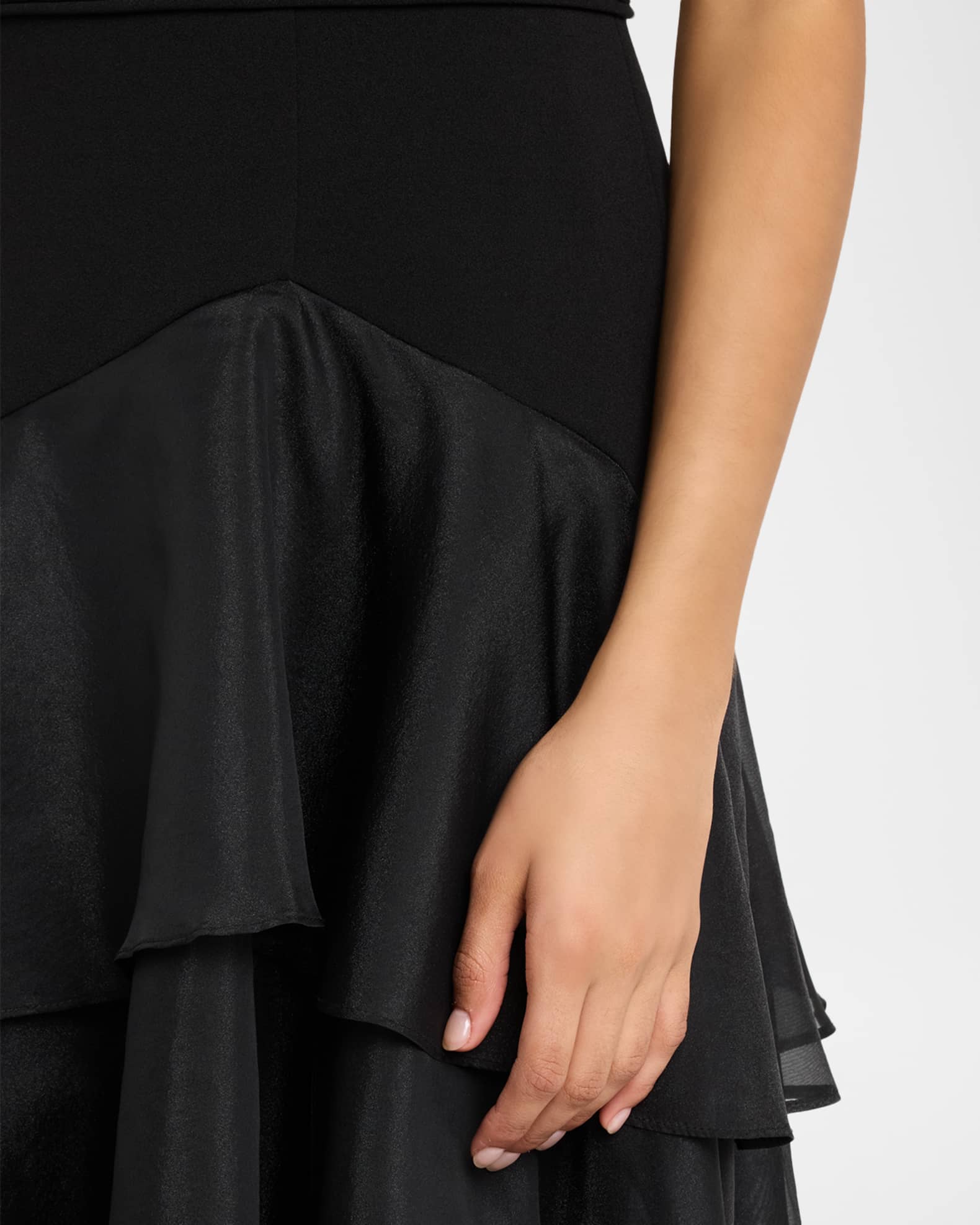 Aidan Mattox One-Shoulder Ruffle Tiered Gown | Neiman Marcus