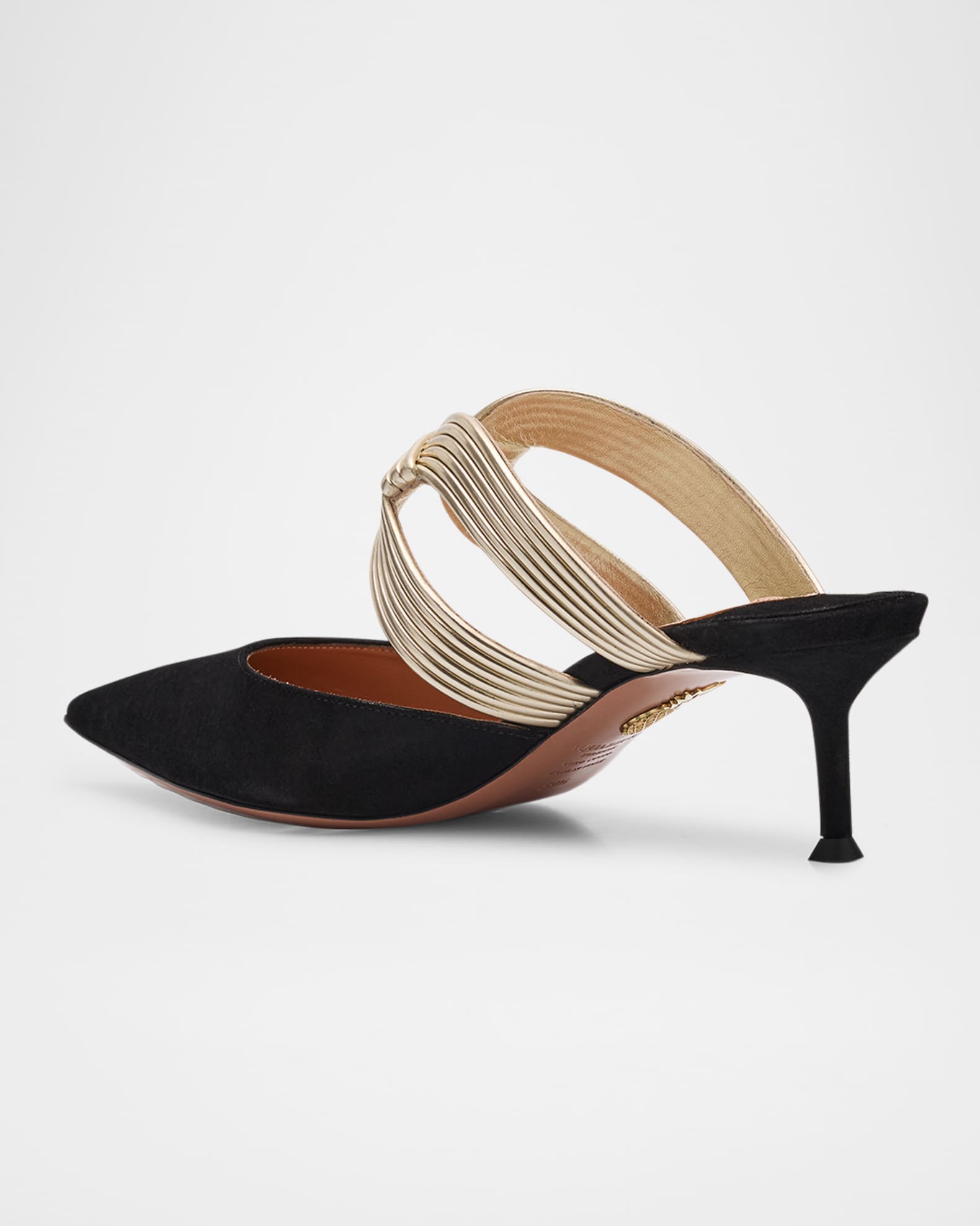Aquazzura Laminated Leather and Suede Mule Pumps | Neiman Marcus