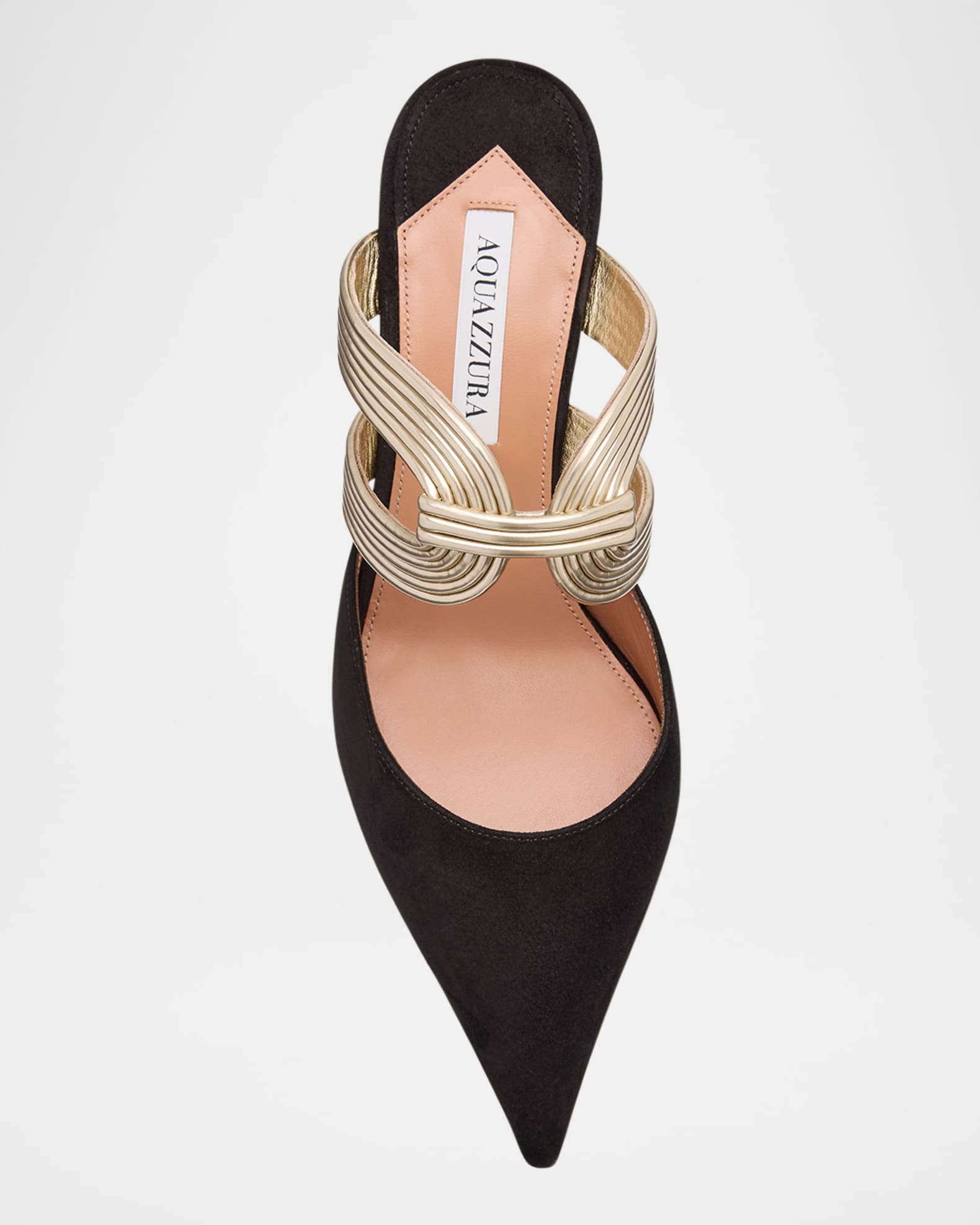 Aquazzura Laminated Leather and Suede Mule Pumps | Neiman Marcus