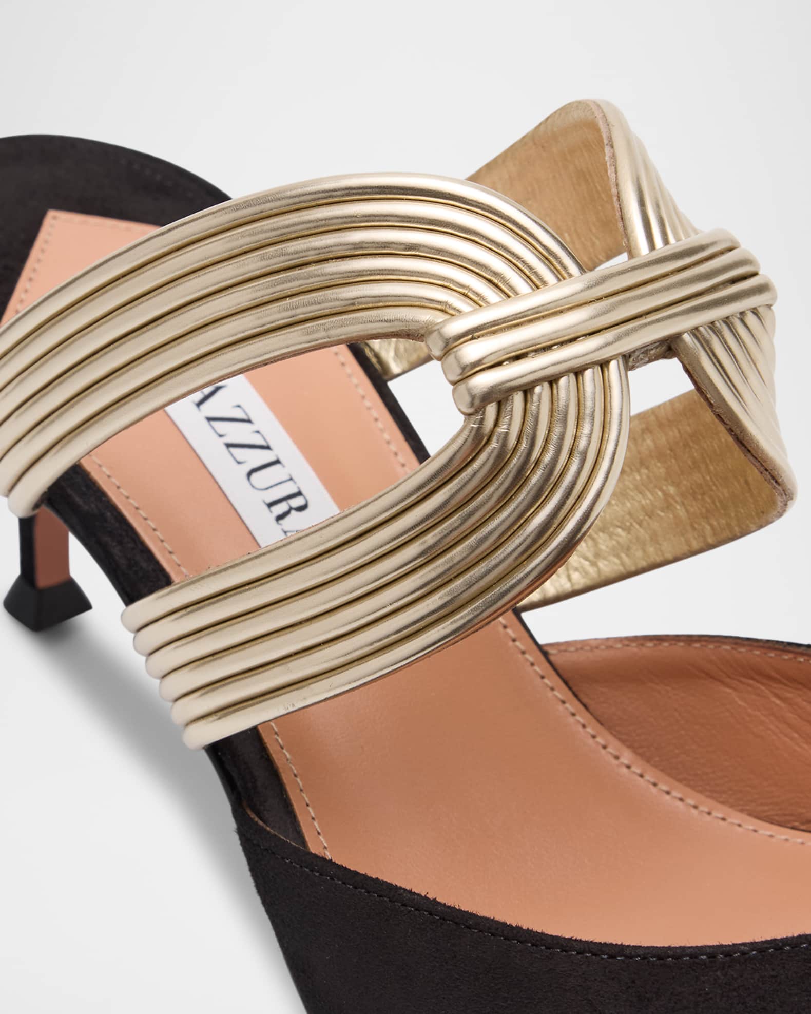 Aquazzura Laminated Leather and Suede Mule Pumps | Neiman Marcus