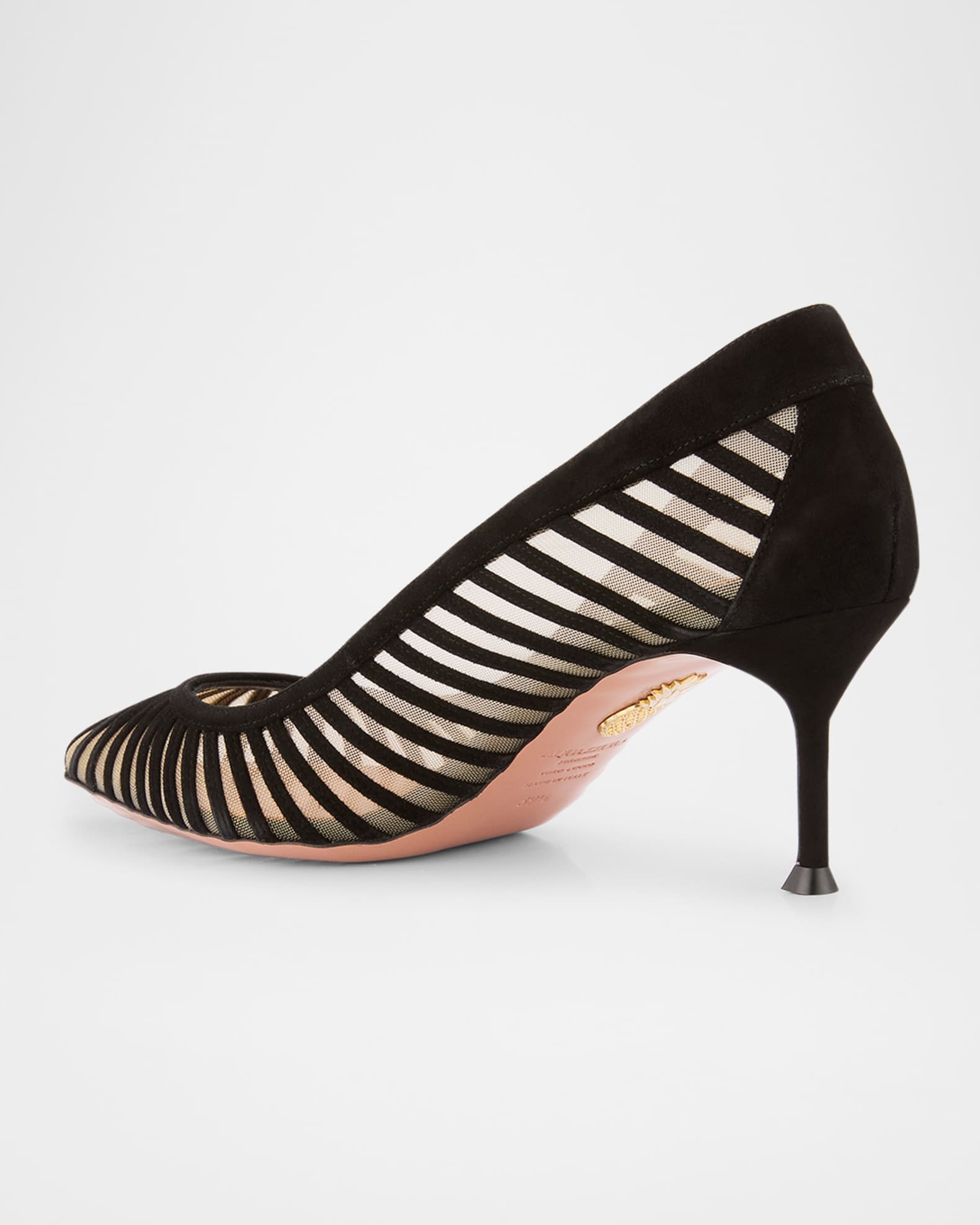 Aquazzura Suede Mesh Stiletto Pumps | Neiman Marcus
