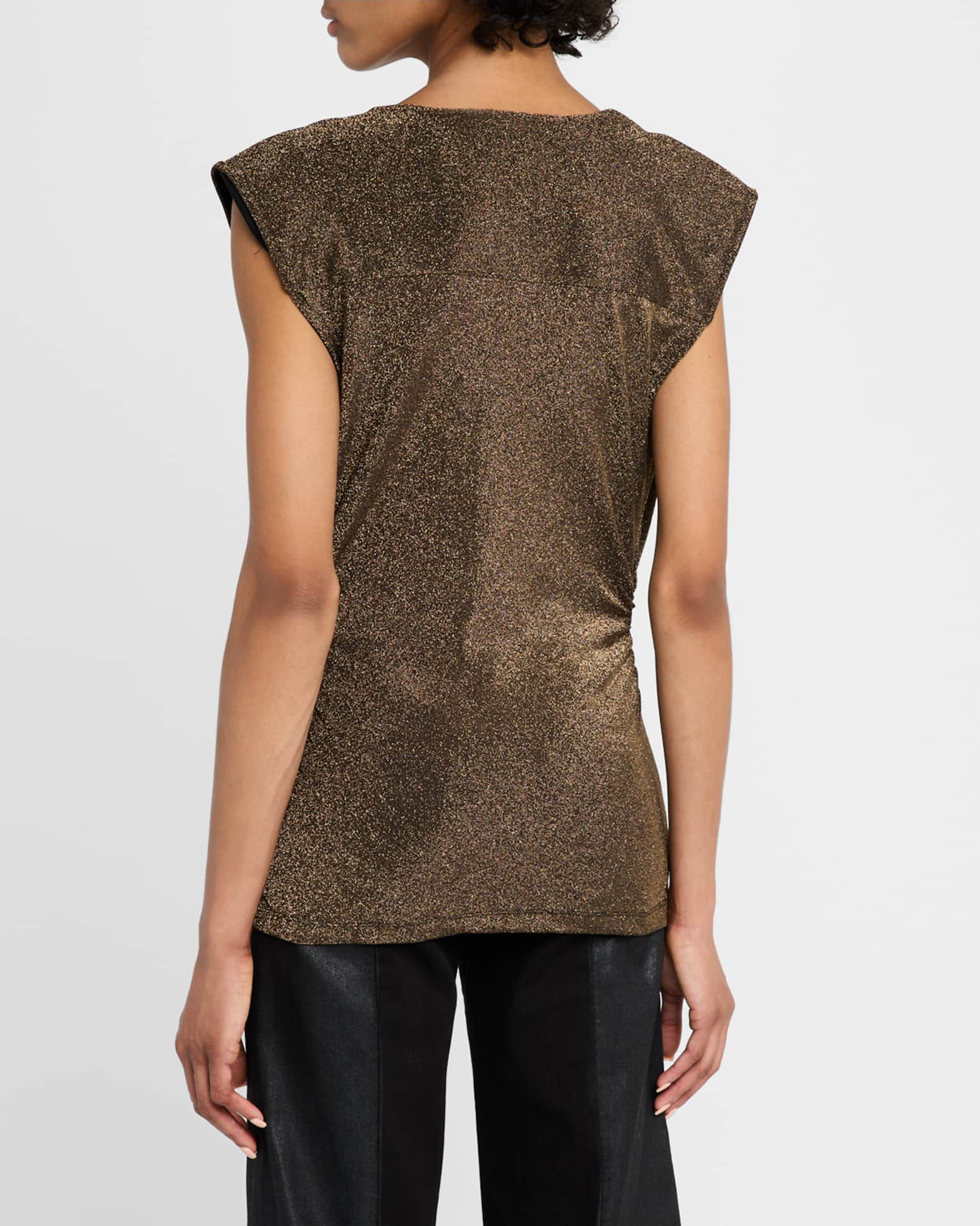 Ramy Brook Consuela Metallic Cowl-Neck Blouse | Neiman Marcus