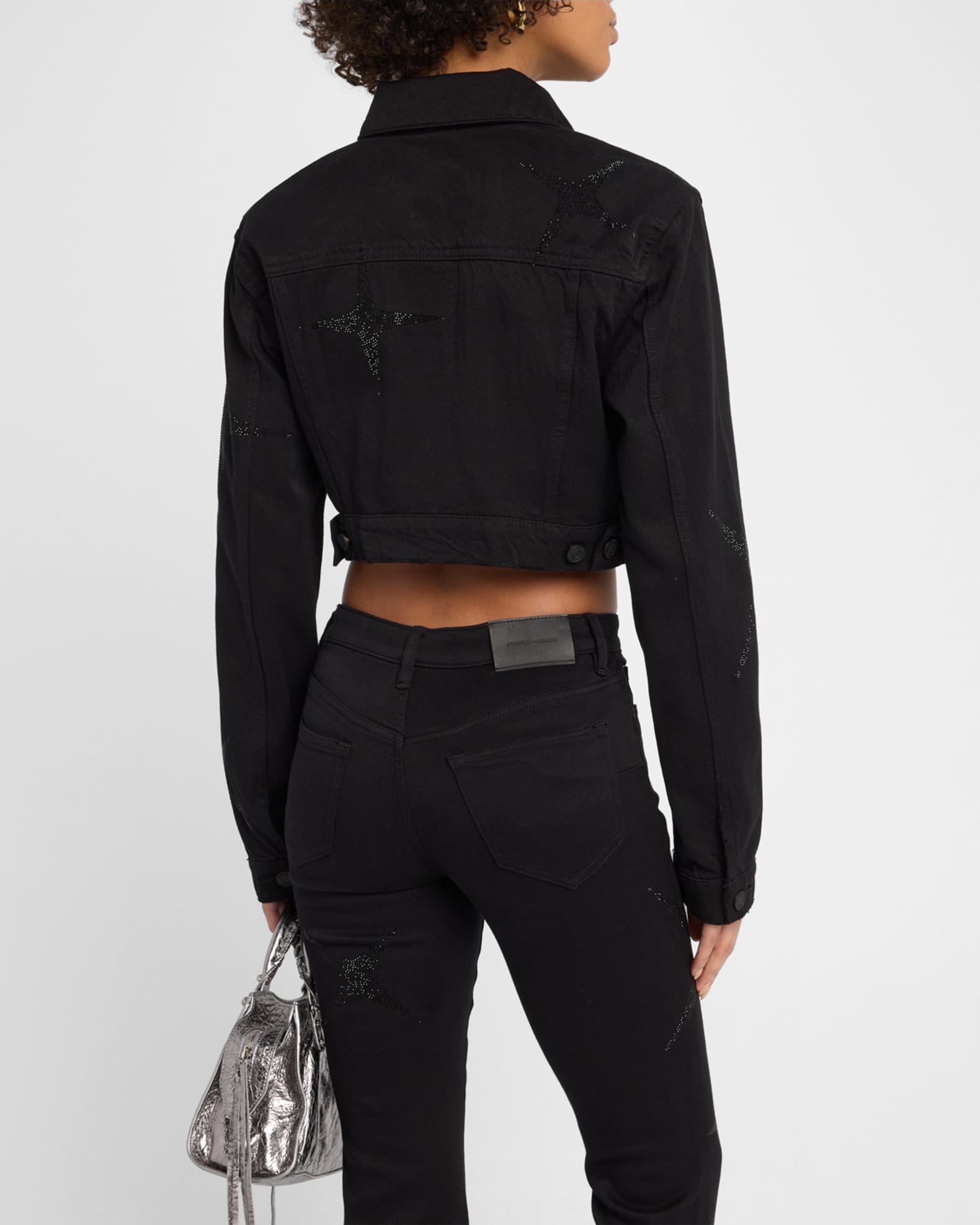 PURPLE Cropped Star Denim Jacket | Neiman Marcus