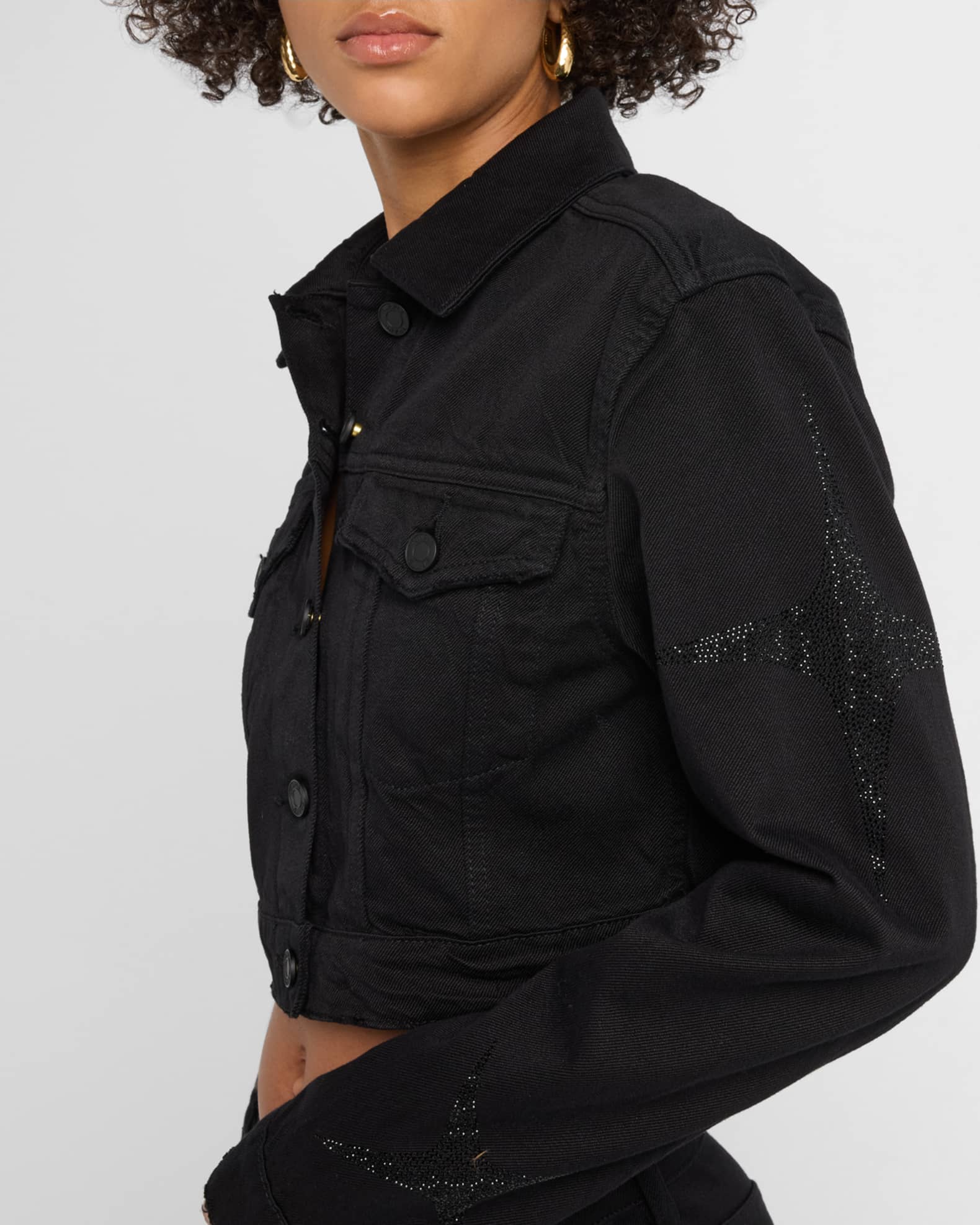 PURPLE Cropped Star Denim Jacket | Neiman Marcus