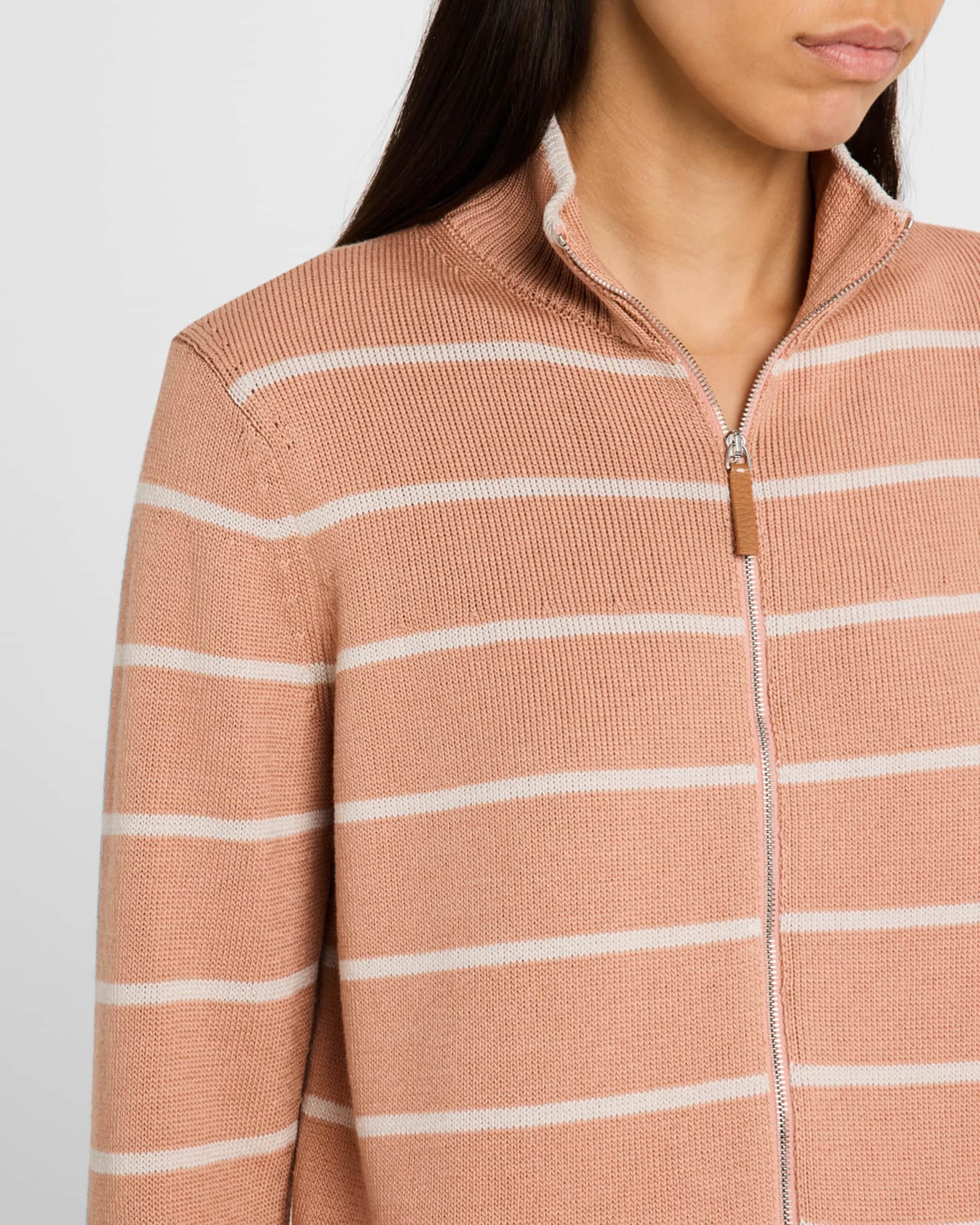 Striped Zip-Front Knit Jacket | Neiman Marcus