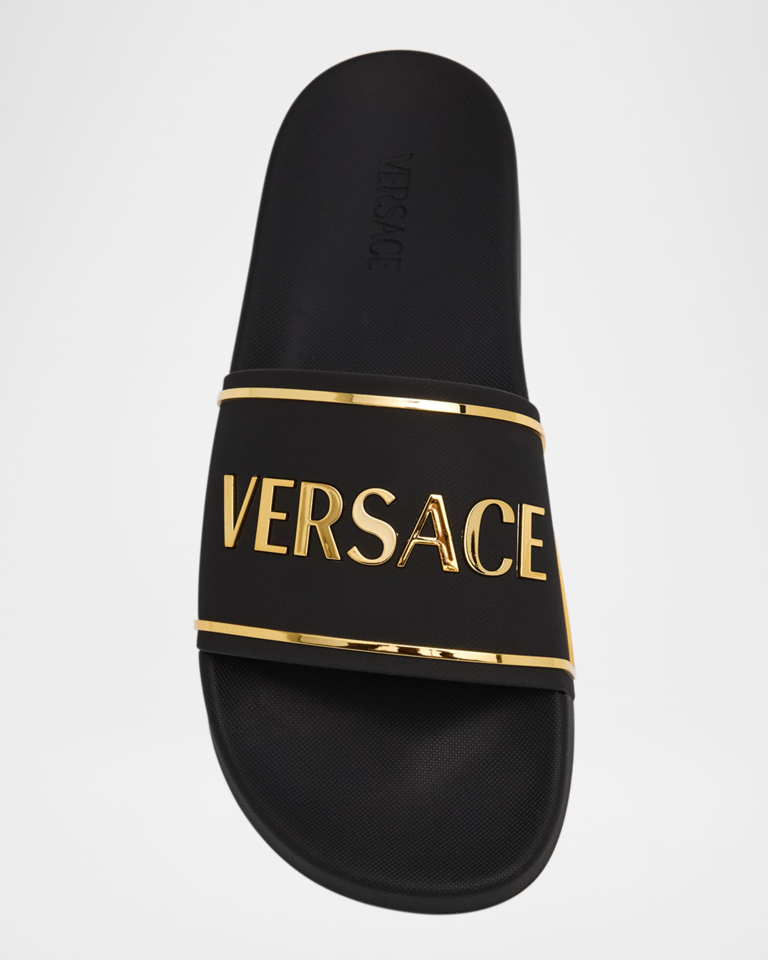 Versace Men's Logo Slide Sandals | Neiman Marcus