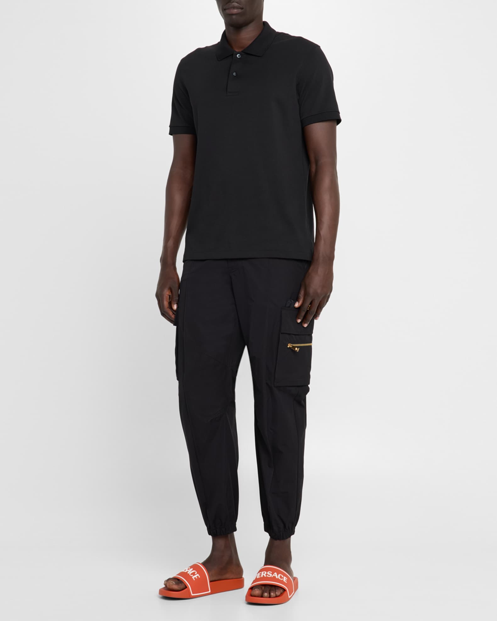 Versace Men's Logo Slide Sandals | Neiman Marcus