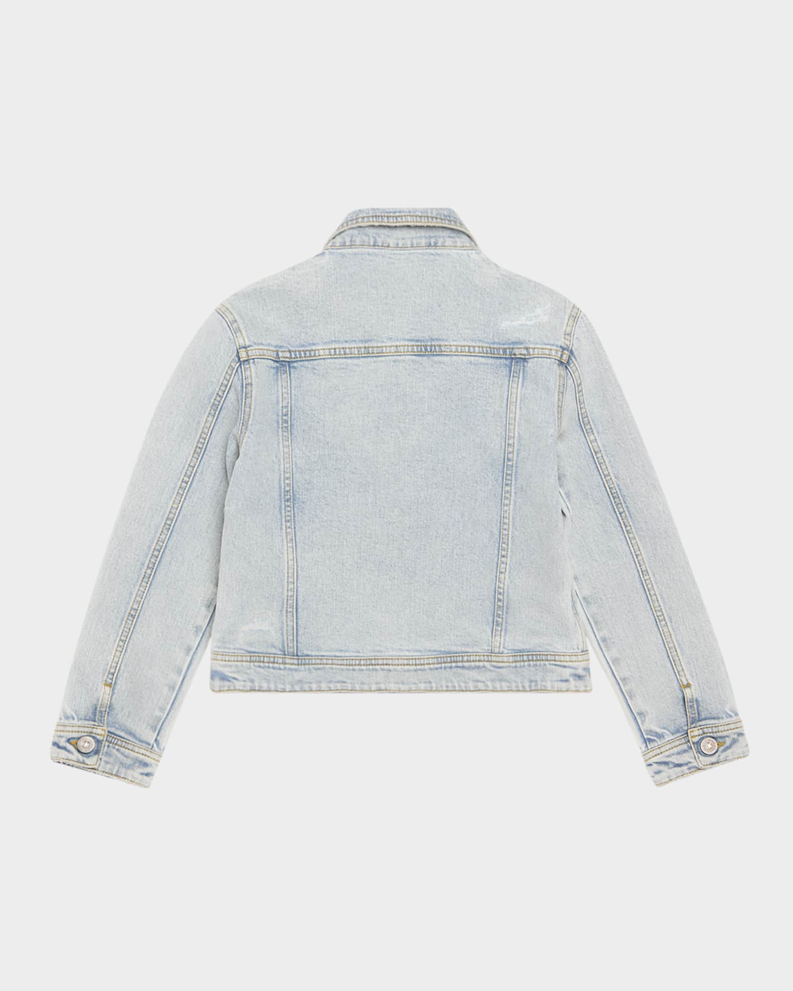Golden Goose Kid's Journey Bleached Denim Jacket with Embroidery, Size ...