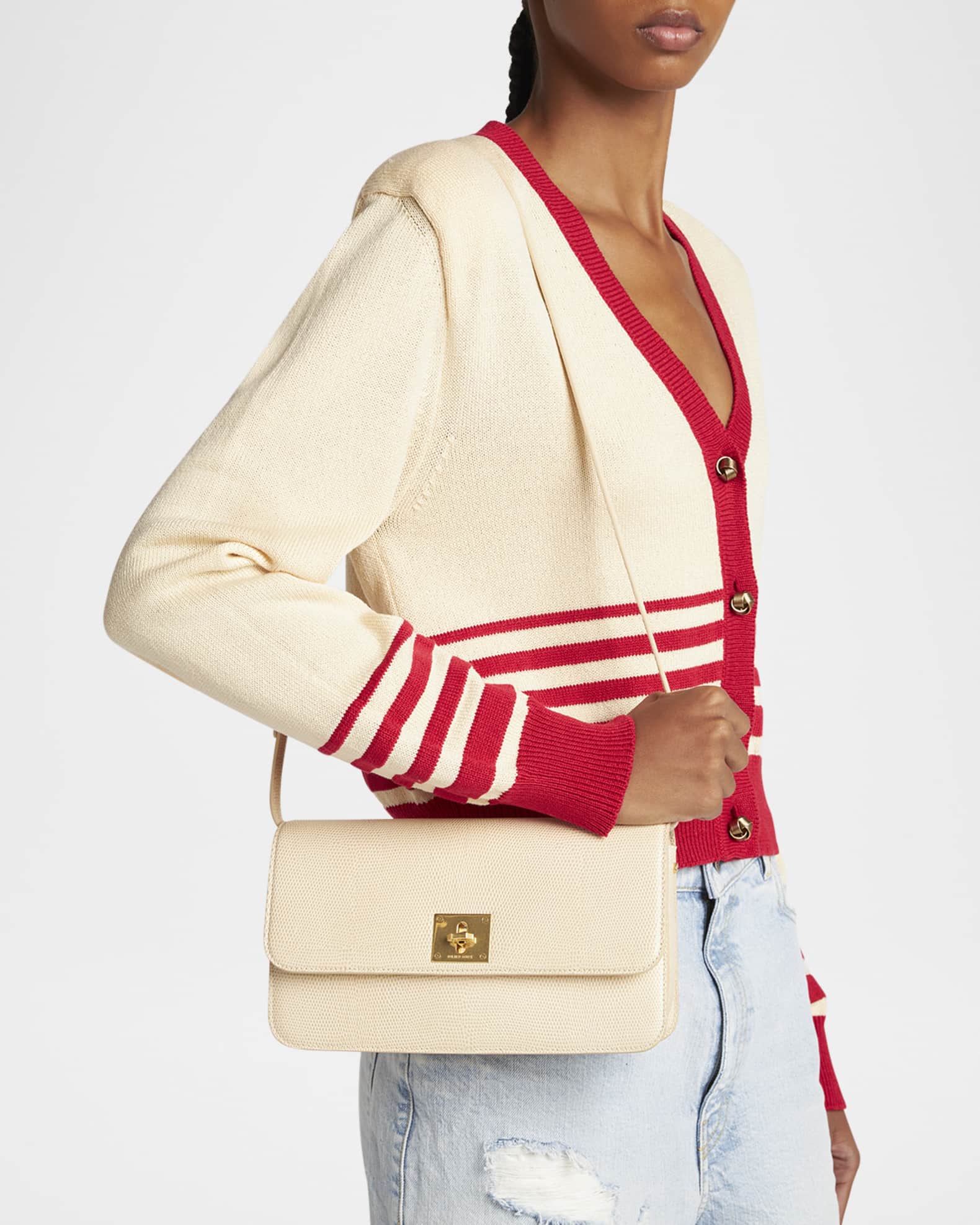 Golden Goose Gioia Lizard-Embossed Leather Shoulder Bag | Neiman Marcus