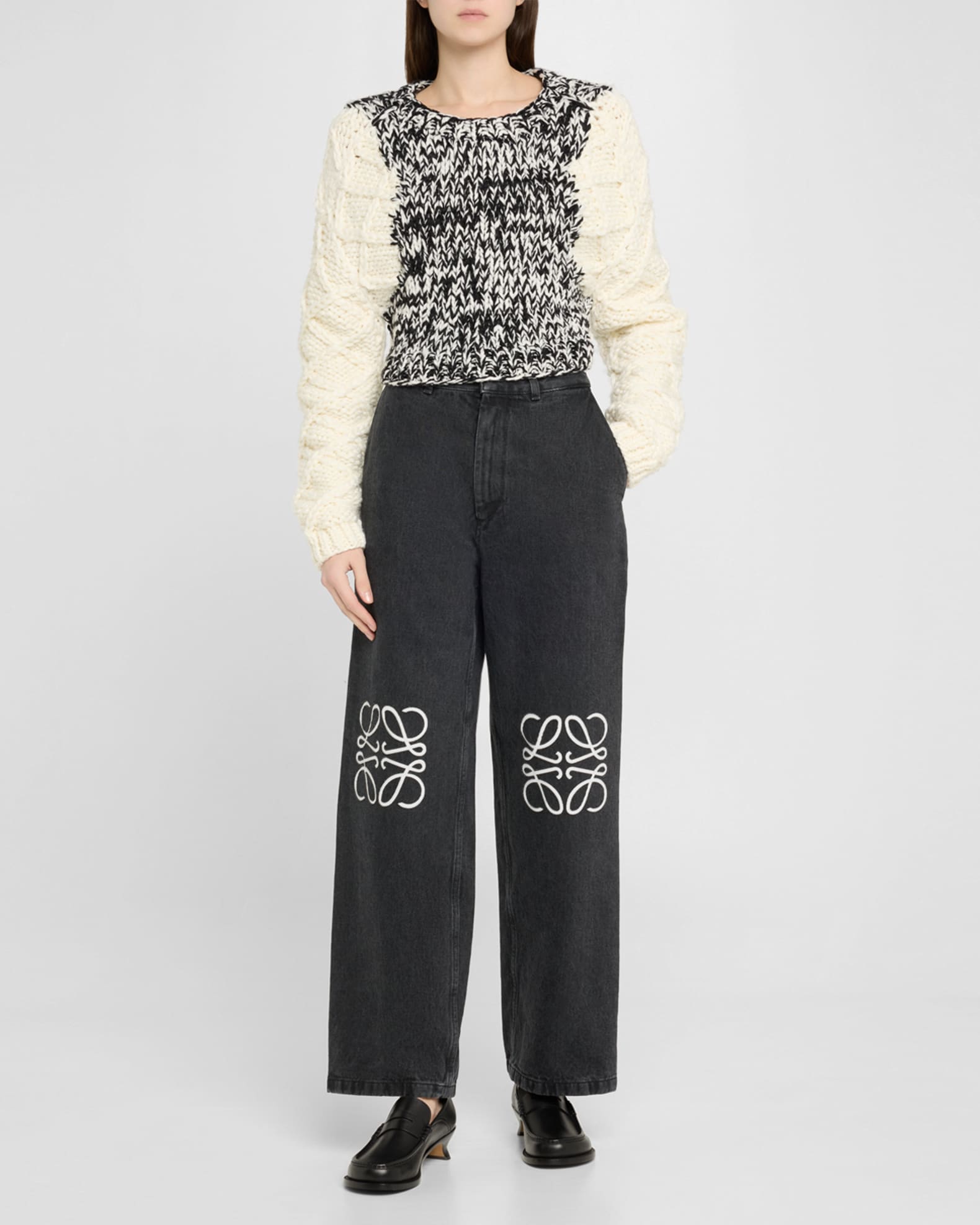 Loewe Campo Leather Kitten Penny Loafers | Neiman Marcus