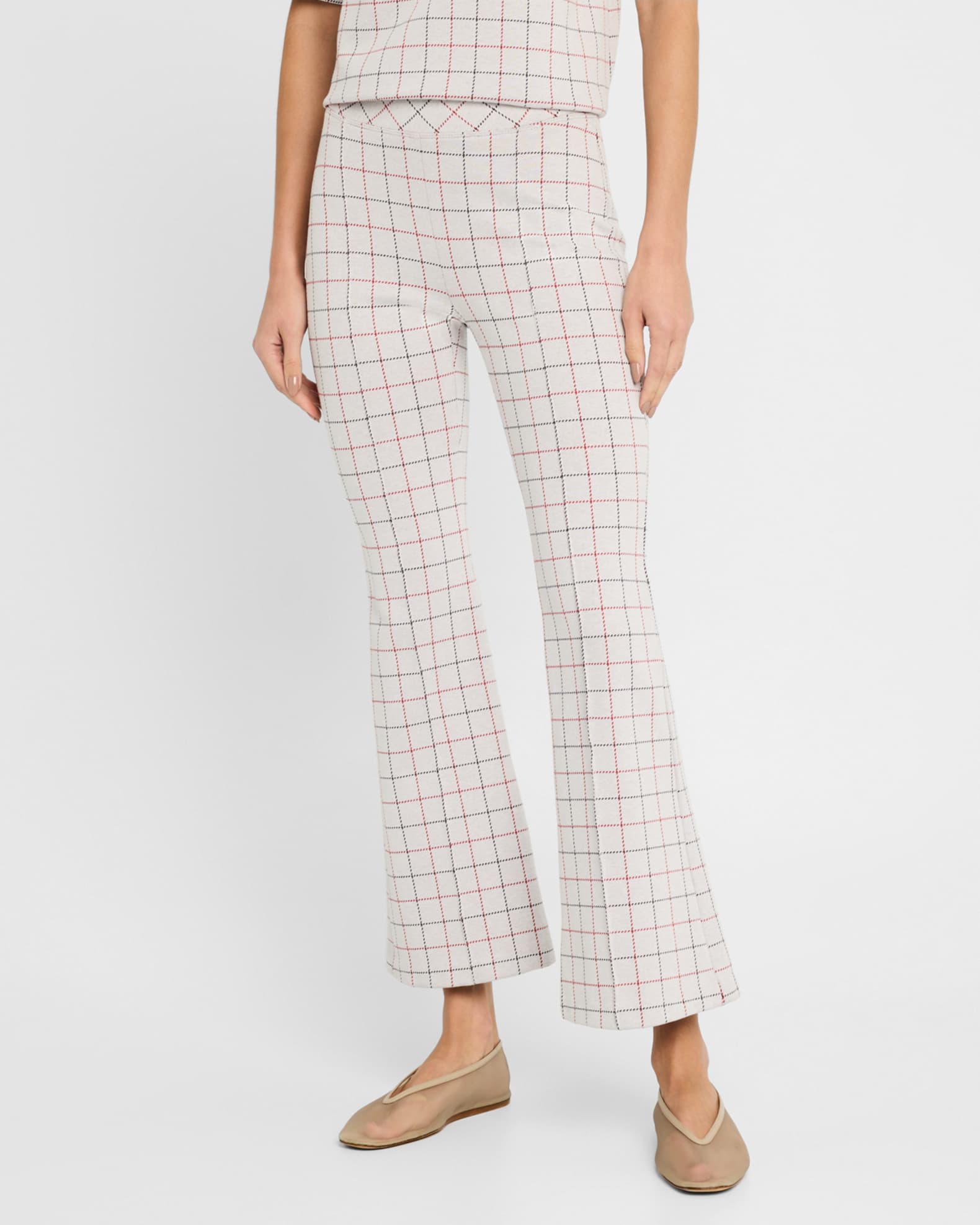 Rosetta Getty Striped Windowpane Kickflare Crop Pull-On Pants | Neiman ...