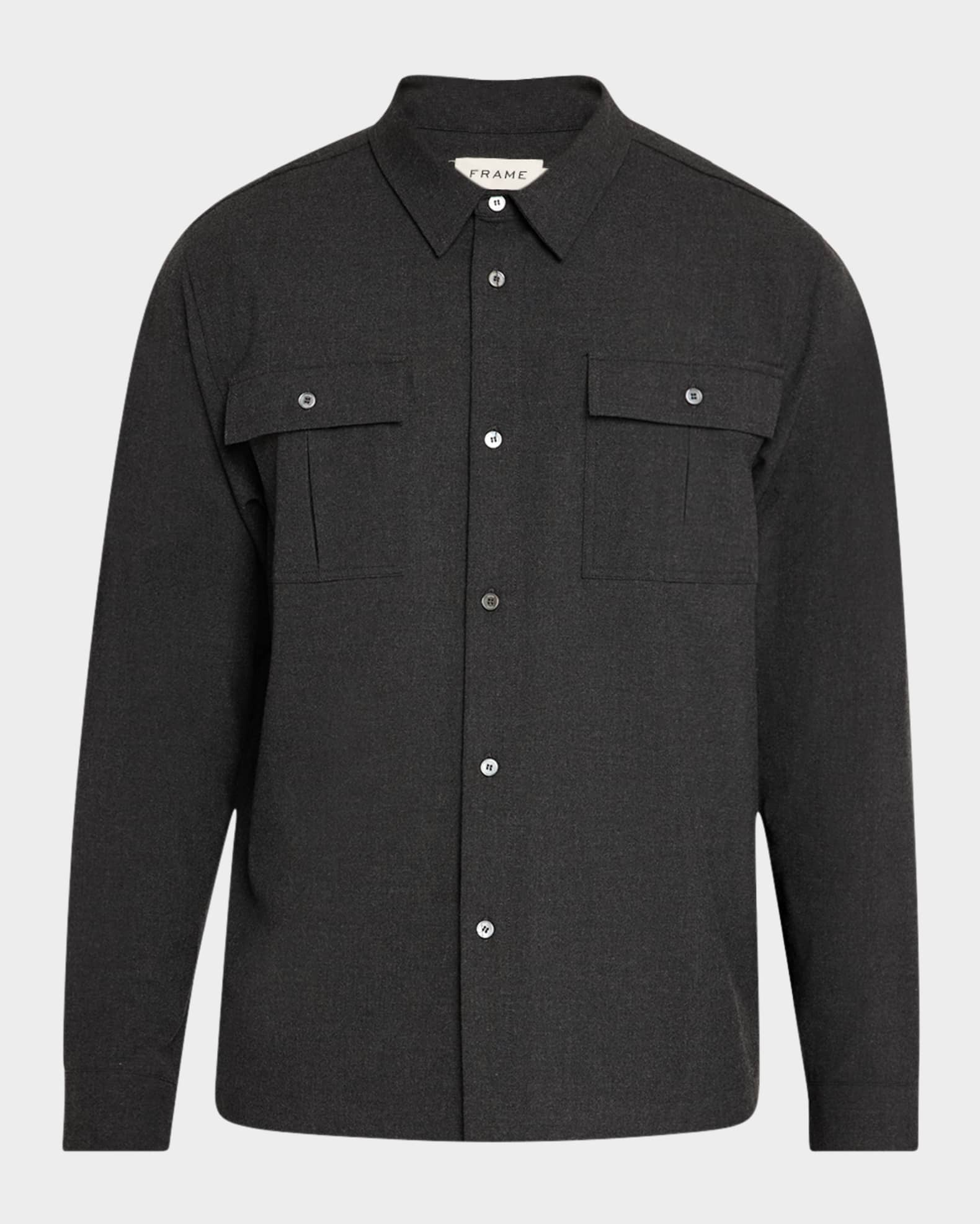 FRAME Men's Classic Flannel Overshirt | Neiman Marcus