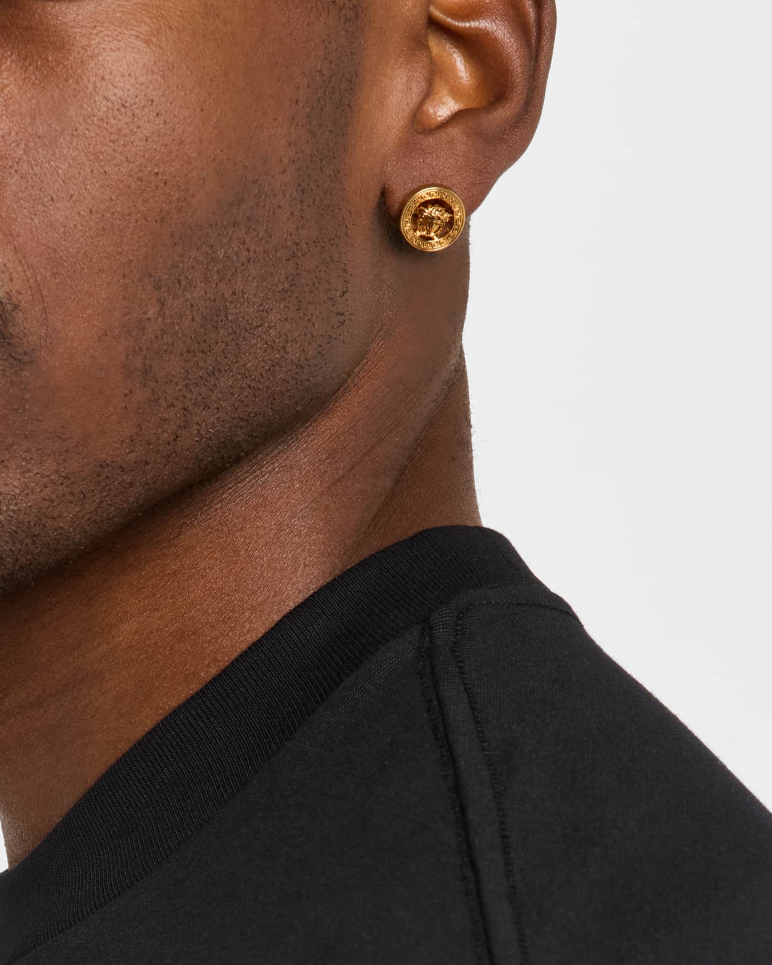 Versace Men's Metal Medusa Stud Earrings | Neiman Marcus