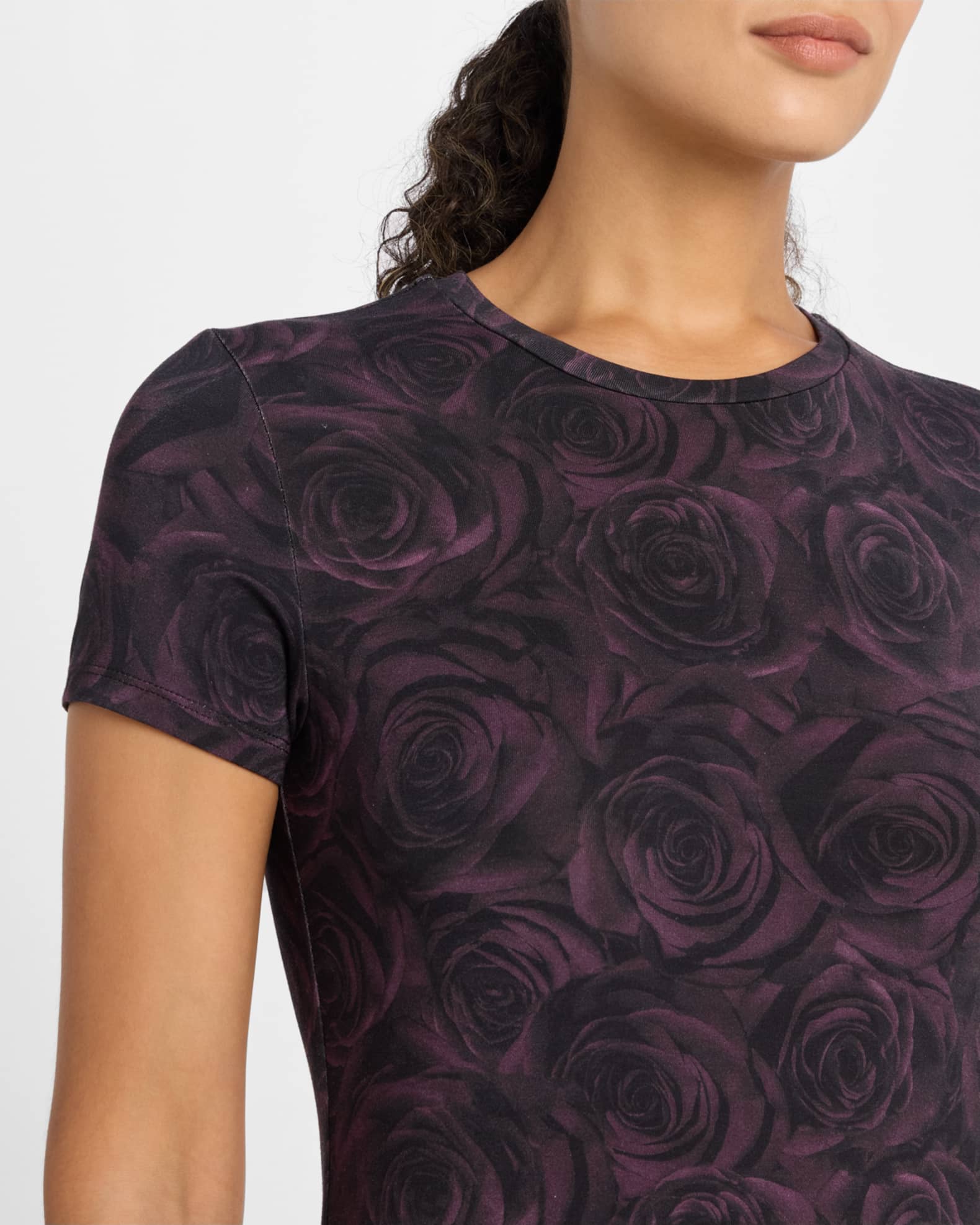 L'Agence Ressi Short-Sleeve Rose Tee | Neiman Marcus