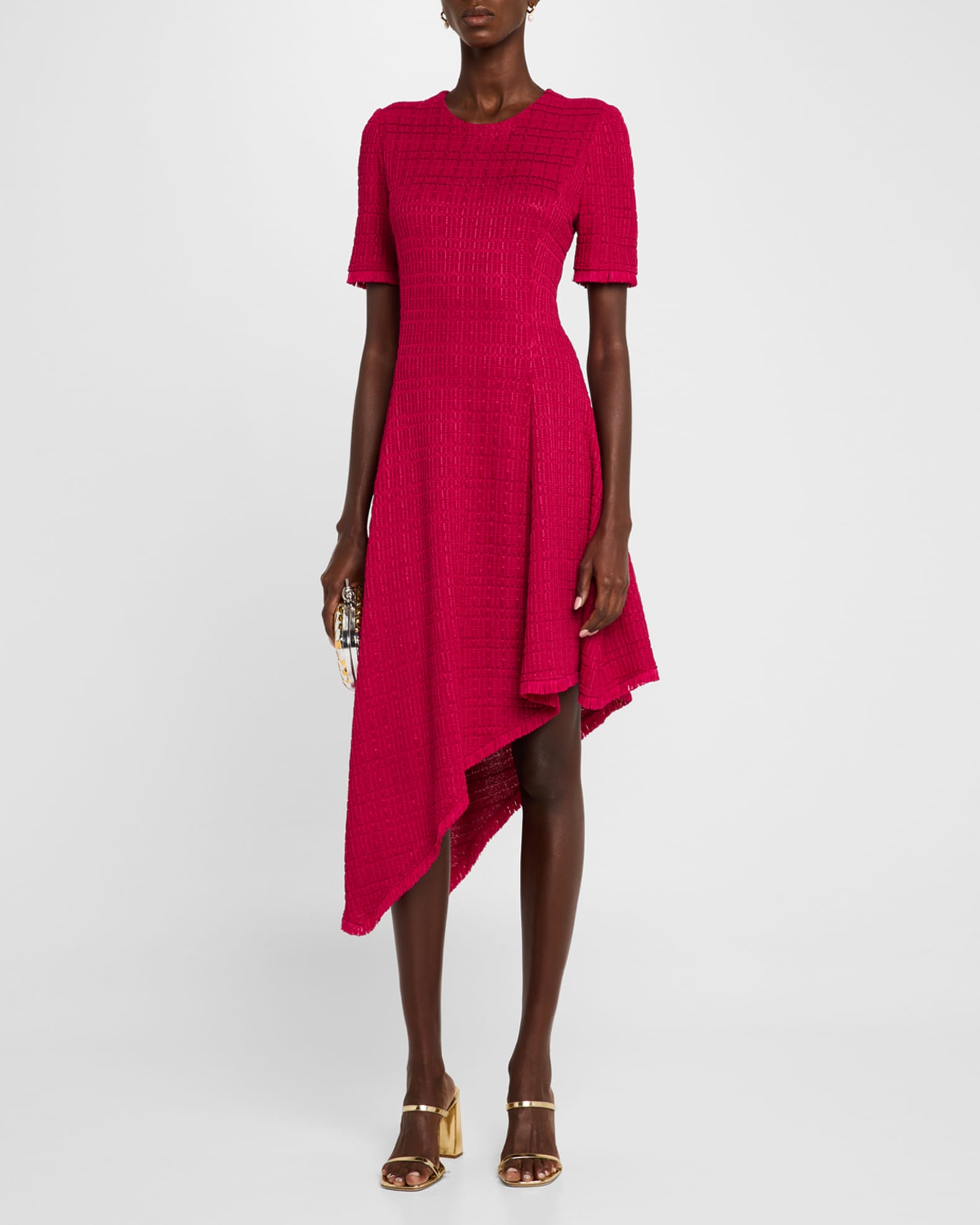 Misook Tonal Textured Fit-&-Flare Knit Midi Dress - Modern Fit | Neiman ...