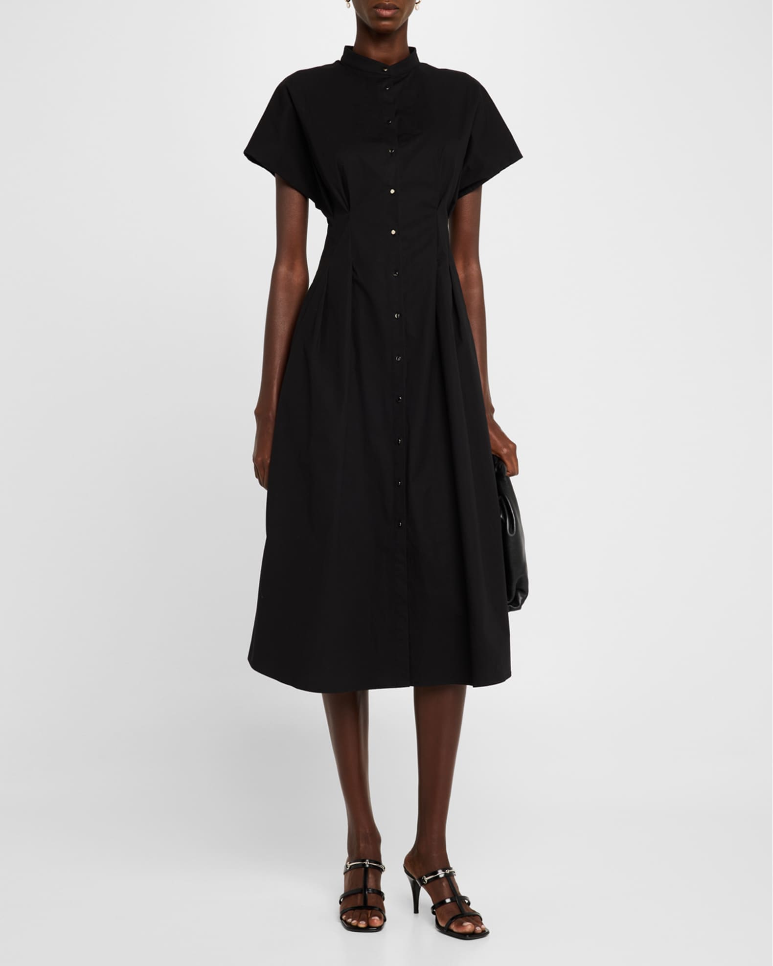 Misook Fit-&-Flare Cotton Button-Front Midi Dress - Modern Fit | Neiman ...