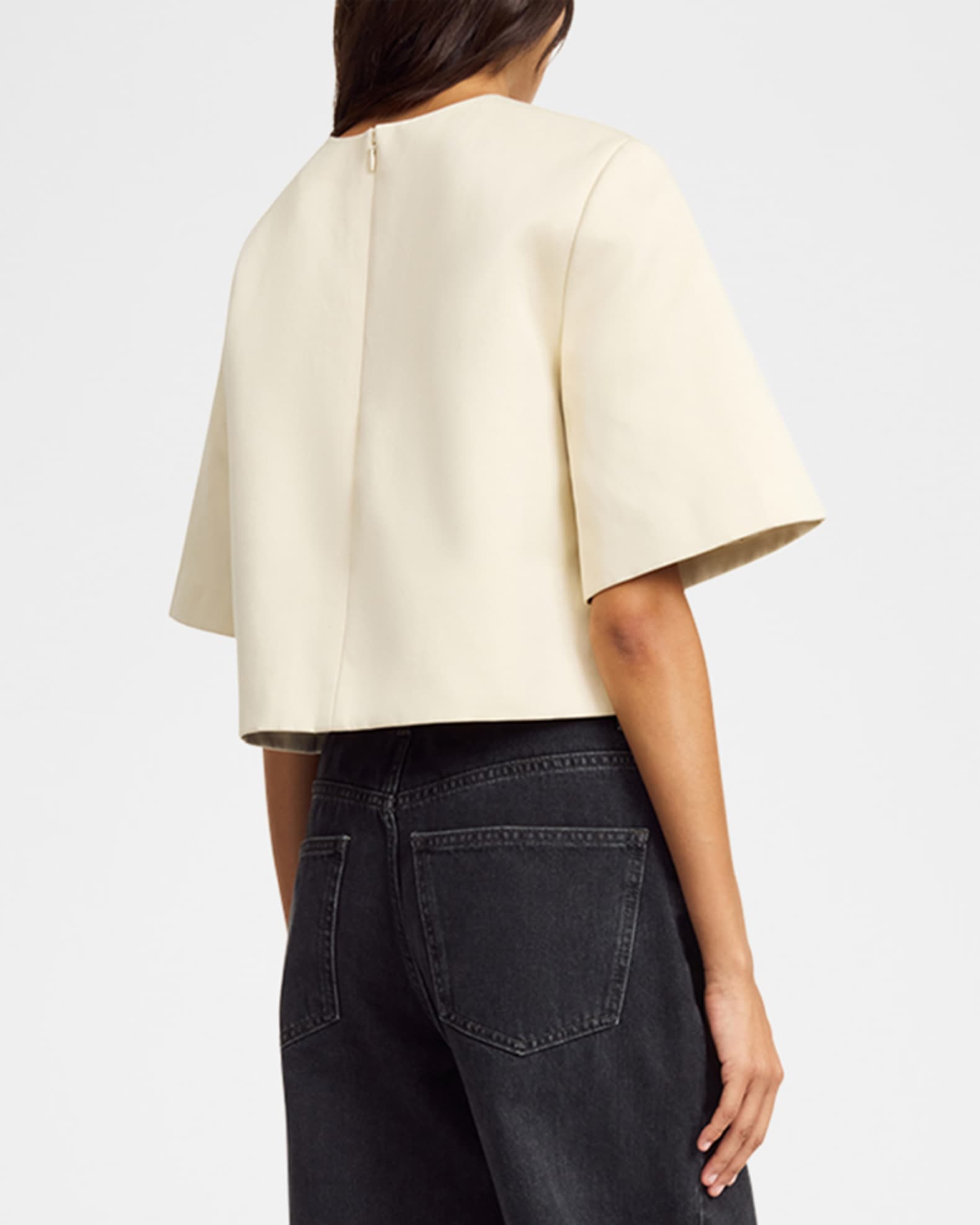 By Malene Birger Hania Cropped Elbow-Sleeve T-Shirt | Neiman Marcus
